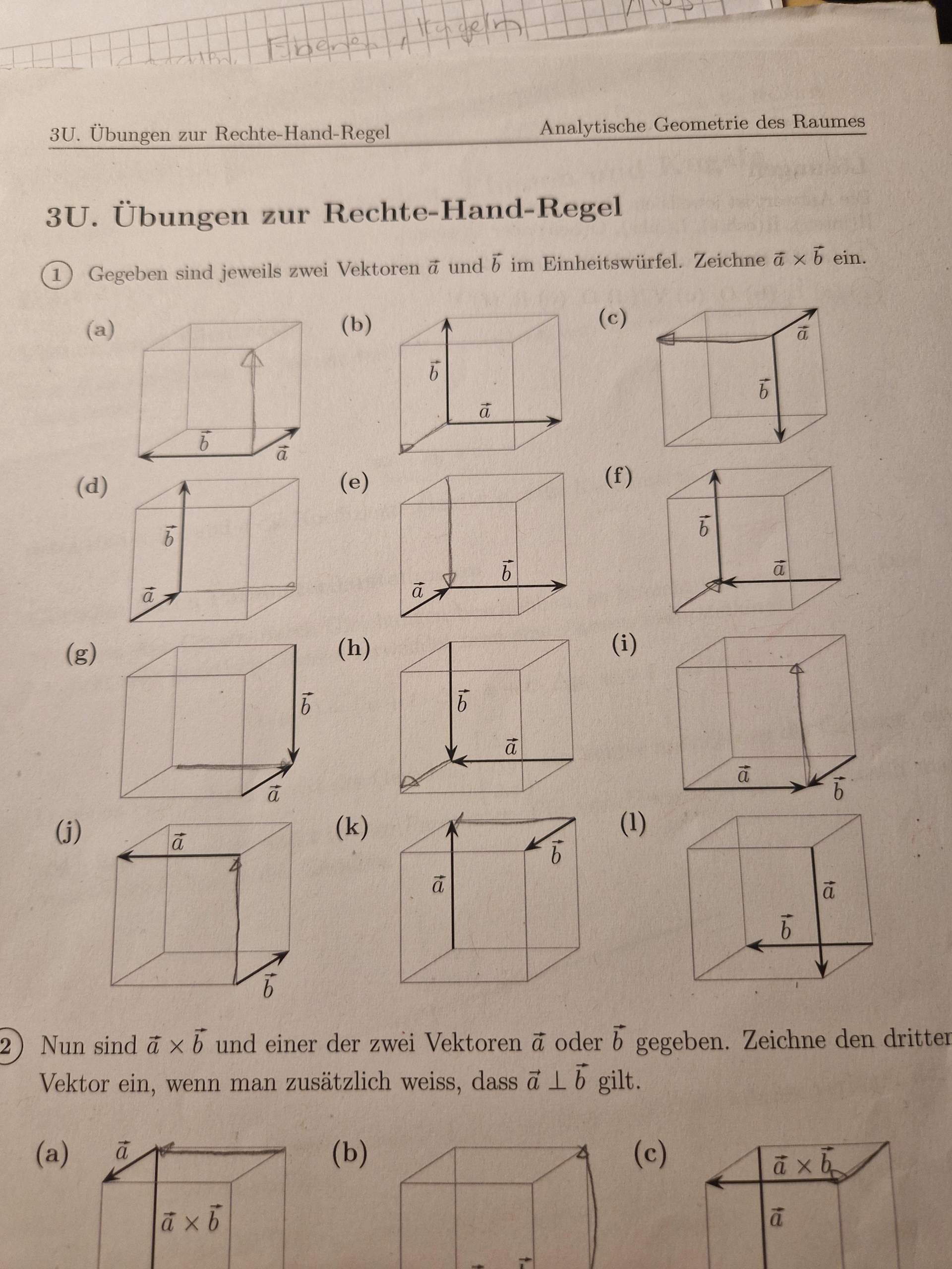 Übungen Rechte-Hand-Regel? (rechnen, Mathematiker, Geometrie)