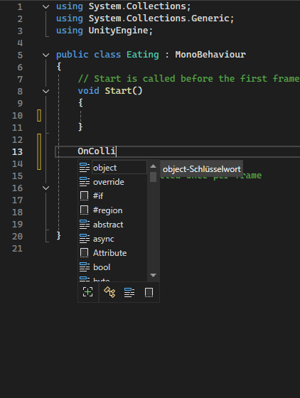 Unity C Vorschläge Code Programmiersprache C Sharp