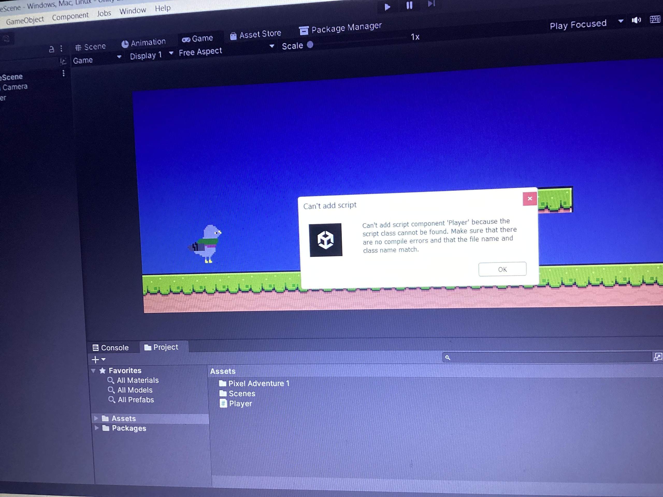 Unity-Fehler beim Skript zum Player hinzufügen? (App ...