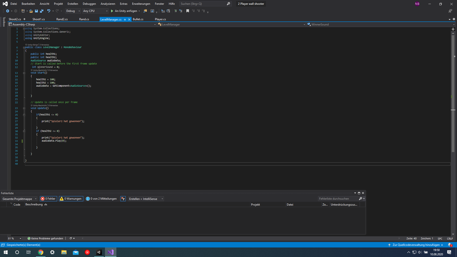 Unity Sound wird nicht abgespielt? (programmieren, C Sharp)