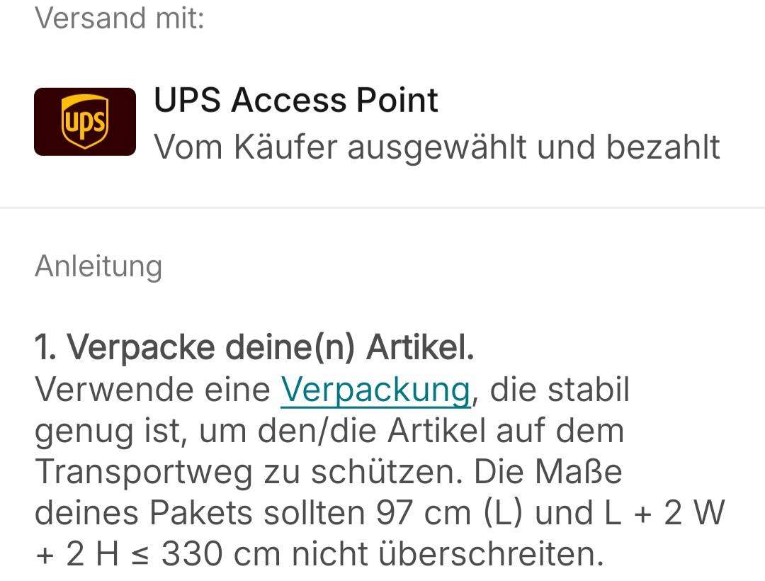 UPS Versand Größe? (Paket)