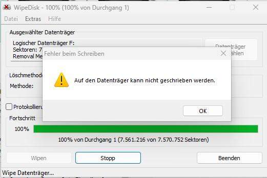 USB Stick lässt sich nicht formatieren mit WipeDisk? (Computer ...