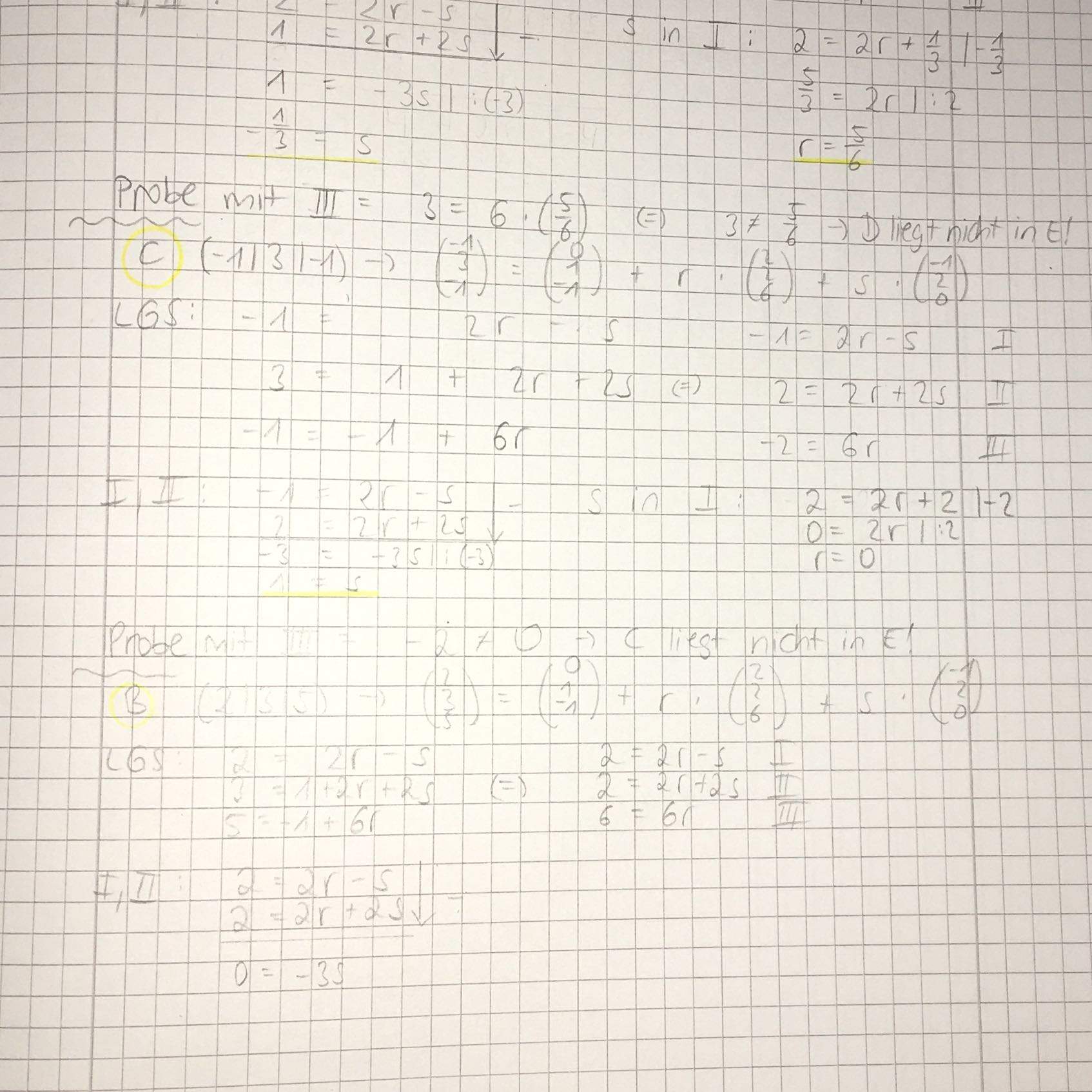 Vektorrechnung, Punktprobe? (Mathematik)