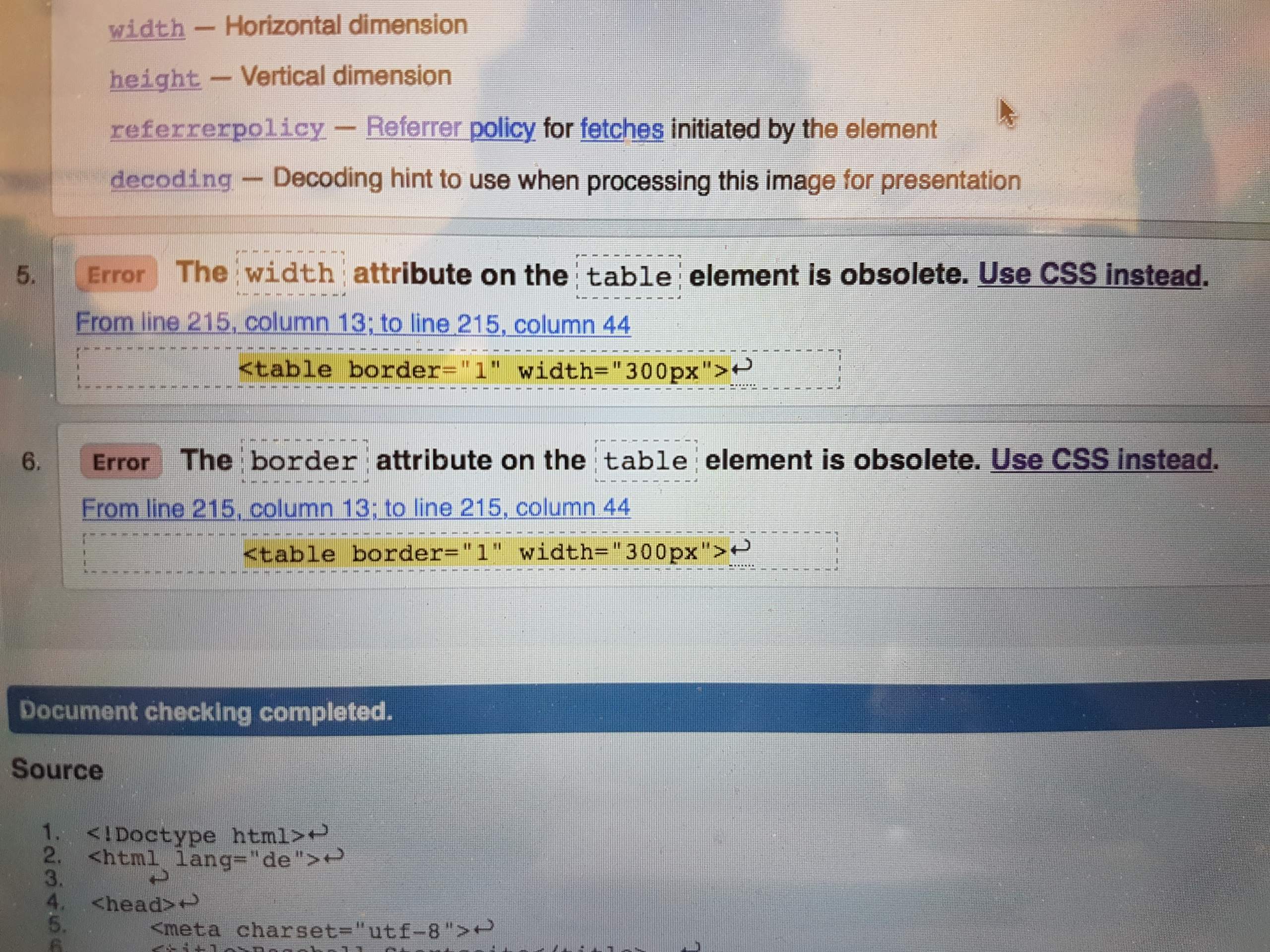 Veraltetes Css Bzw Html Element Beheben Computer Fehler Tabelle