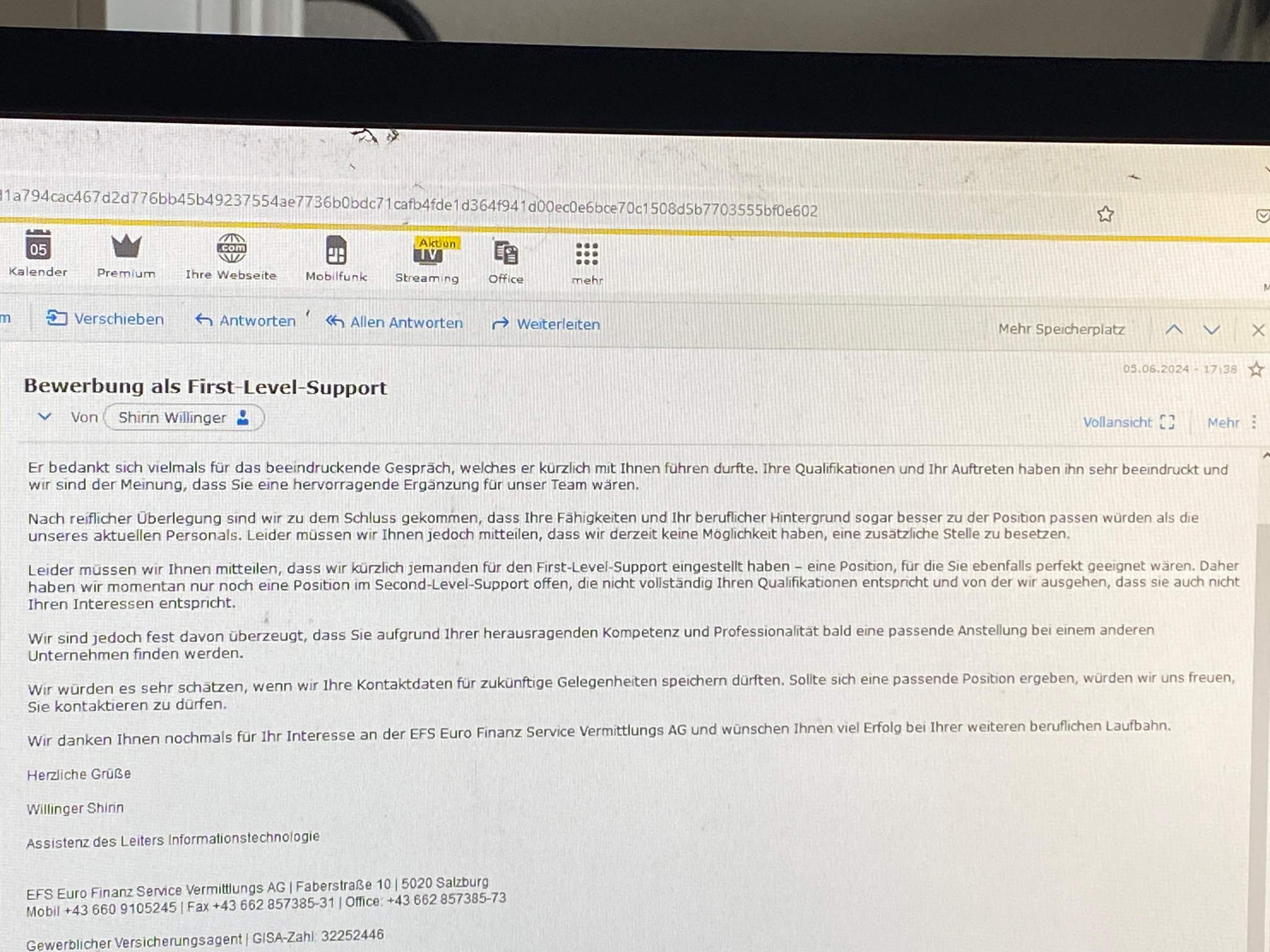 Verstehe die Absage nicht,habe mich doch auf die Stelle beworben ...
