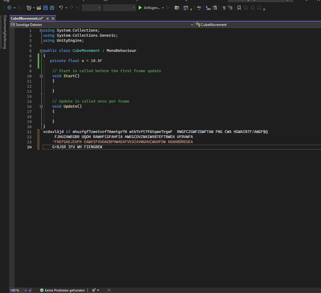 Visual Studi 22 Keine Fehleranzeige? (C Sharp, Unity, Visual Studio)