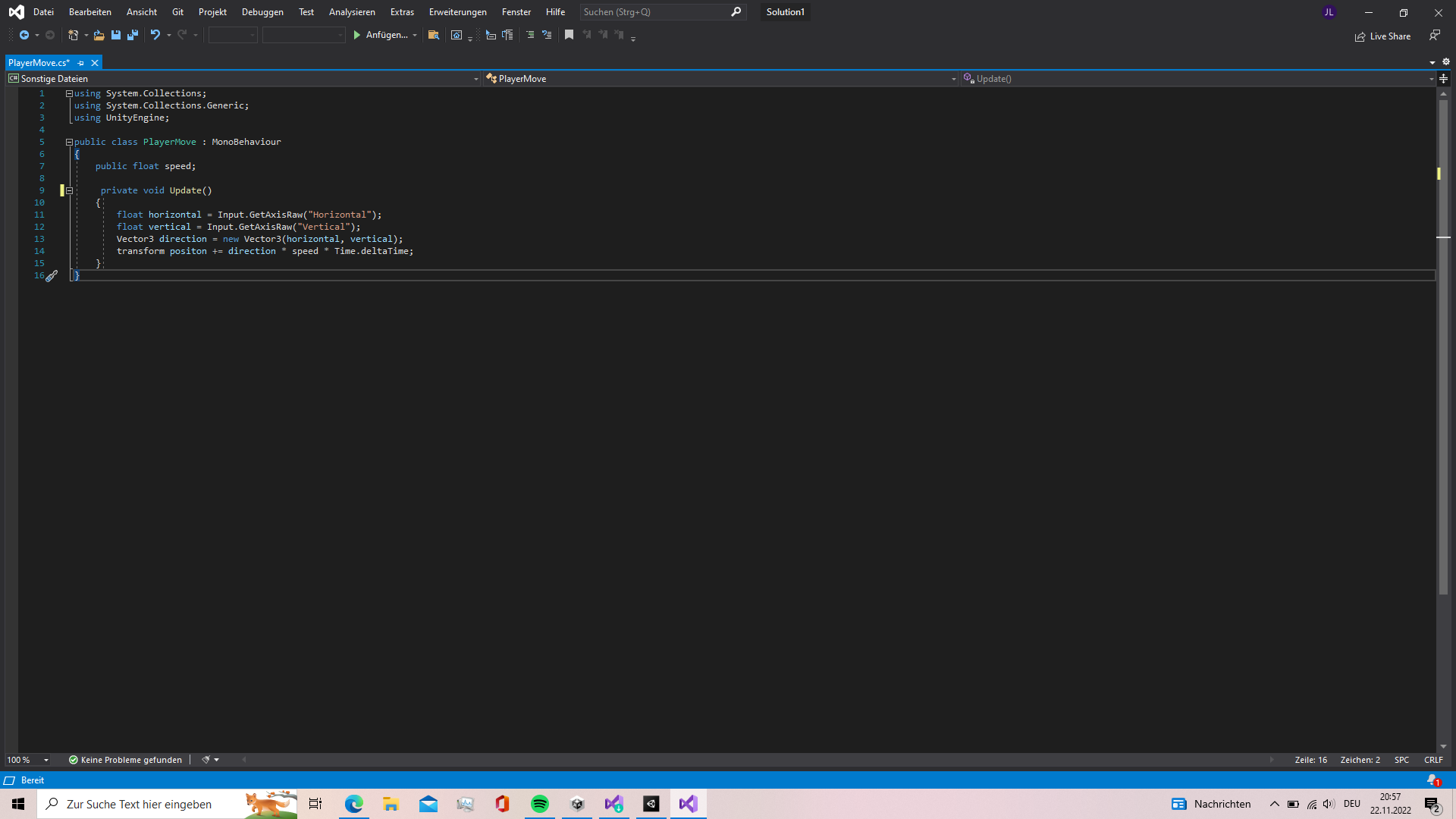 Visual Studio für Unity sieht nicht so aus und funktioniert nicht wie auf youtube ...