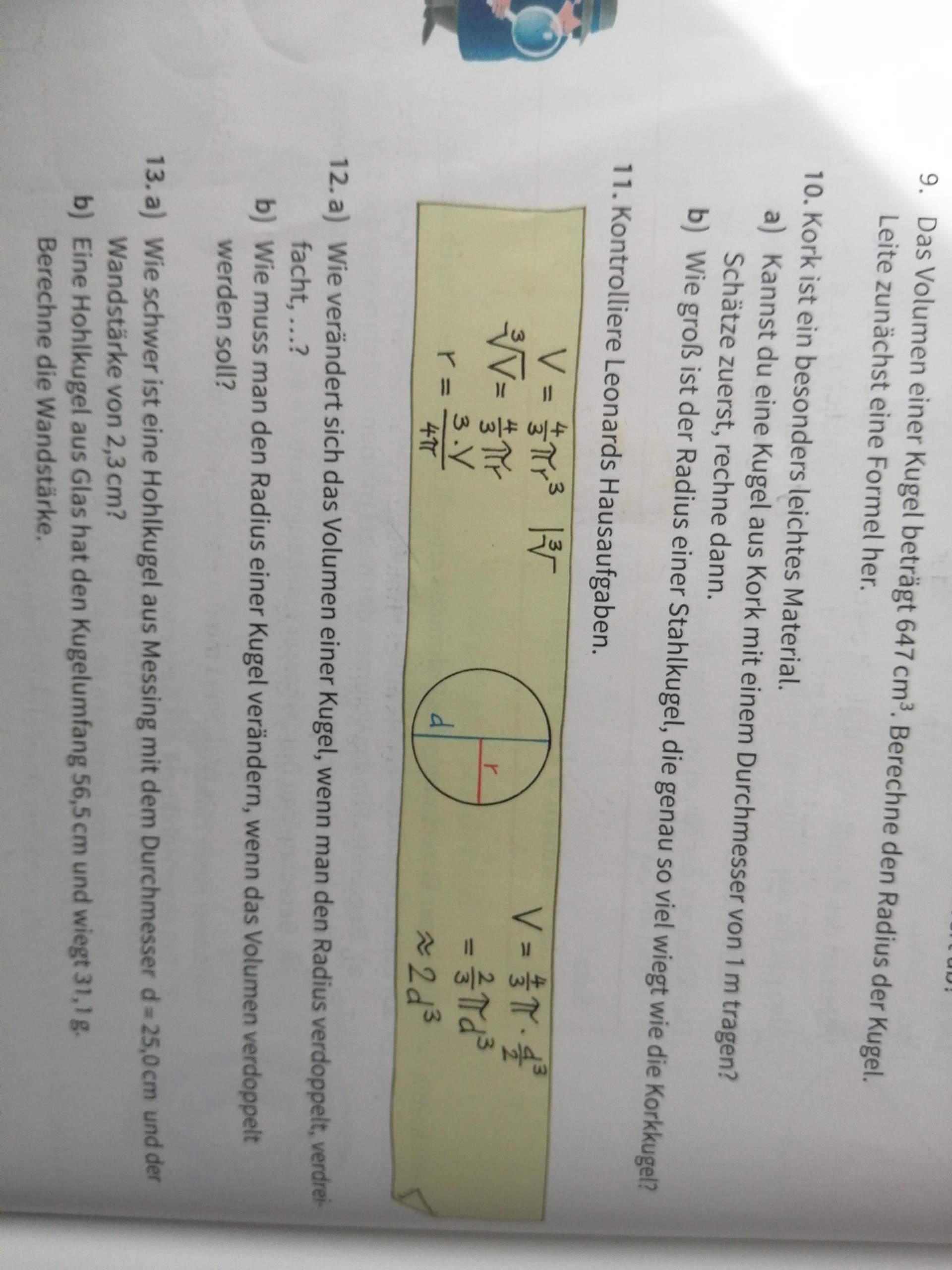 Volumen einer Kugel? (Mathematik, rechnen, Gleichungen)