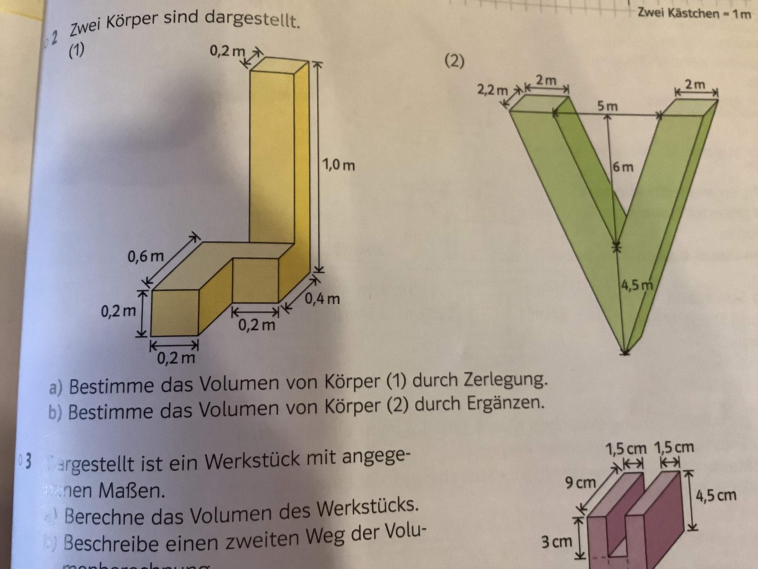 Volumen und Oberflächeninhalt? (rechnen, Formel, Geometrie)