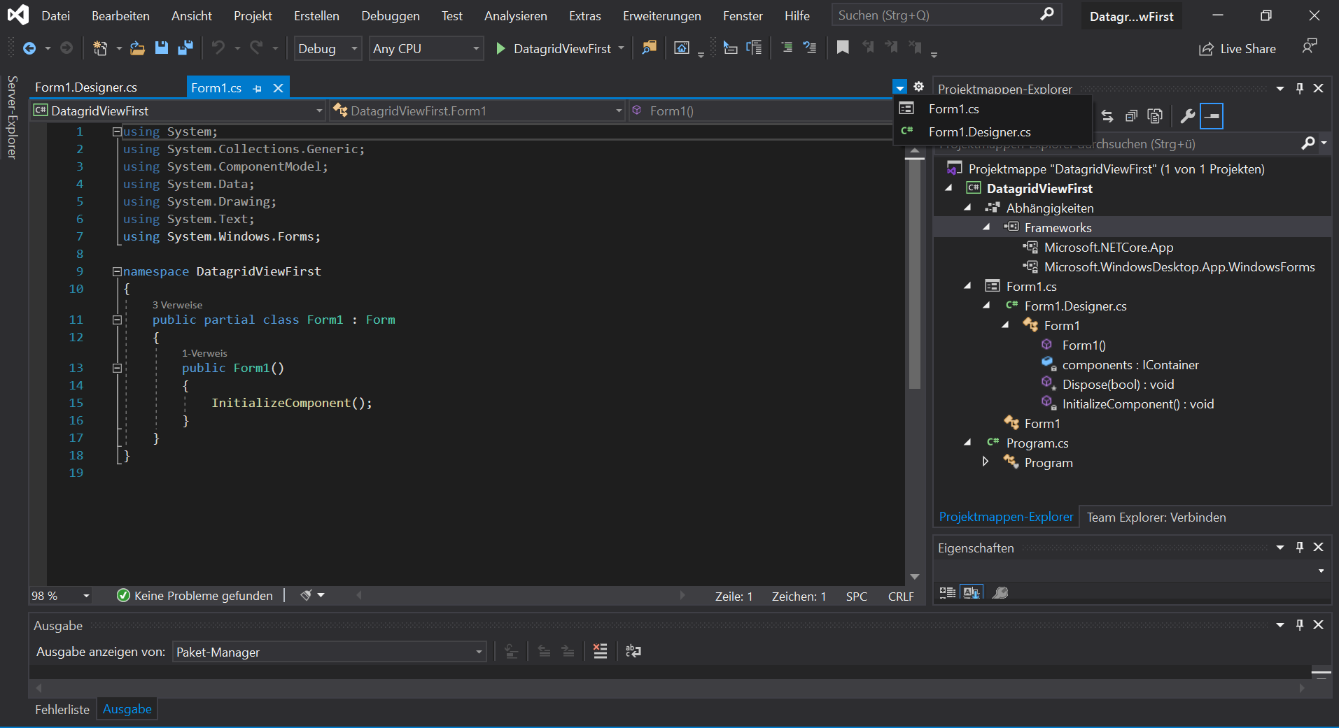 Vom Code zum Entwurf [Visual Studio 2019, Windows Forms C#]? (Computer ...