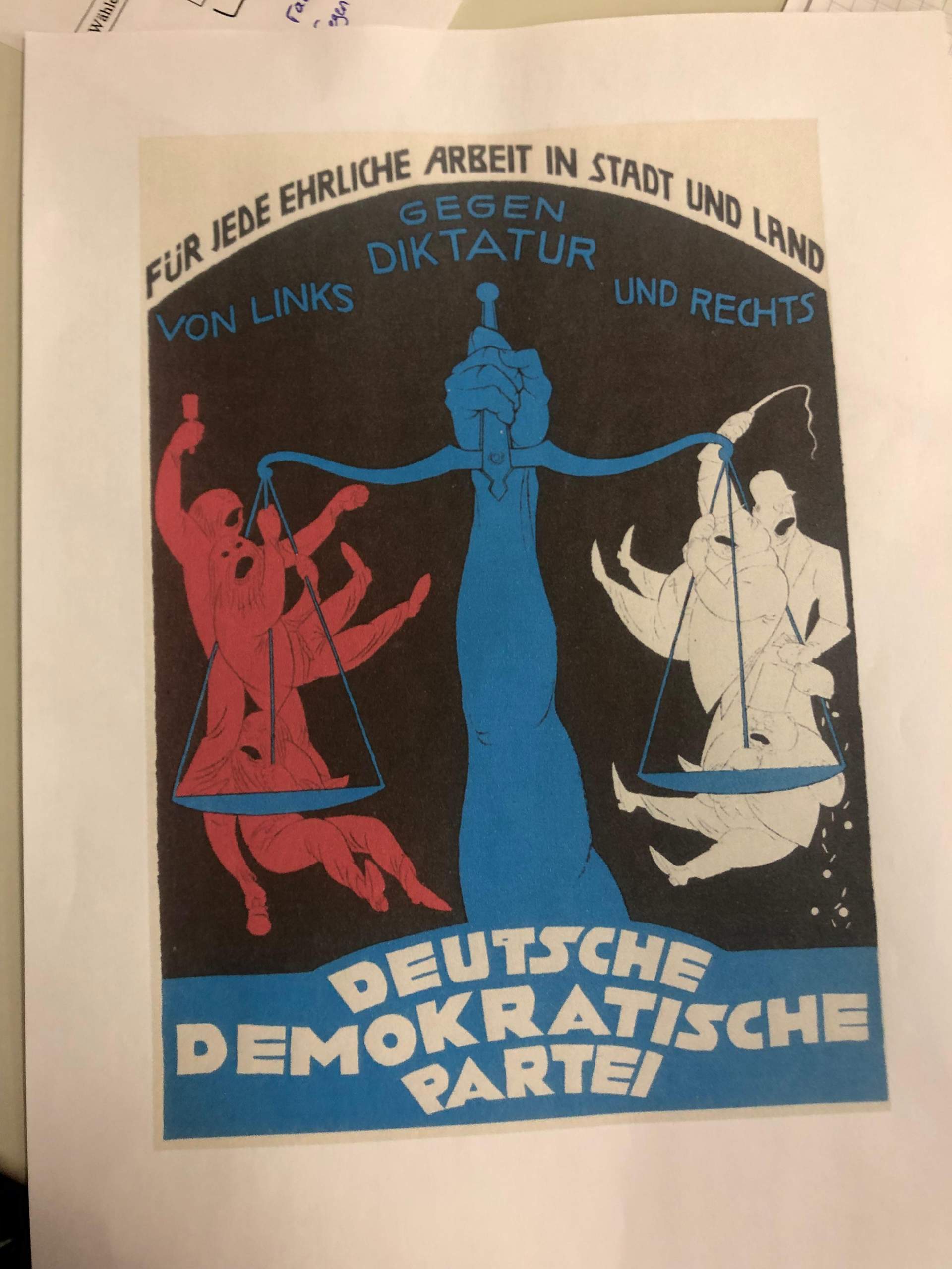 Wahlplakat der DDP analysieren Geschichte? (Krieg, Partei, Weimarer ...