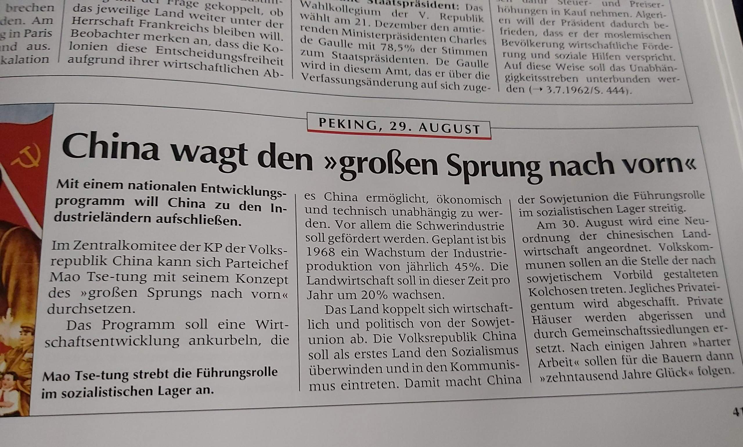 War einer der Ziele vom großen Sprung nach vorne von Mao Zedong China ...