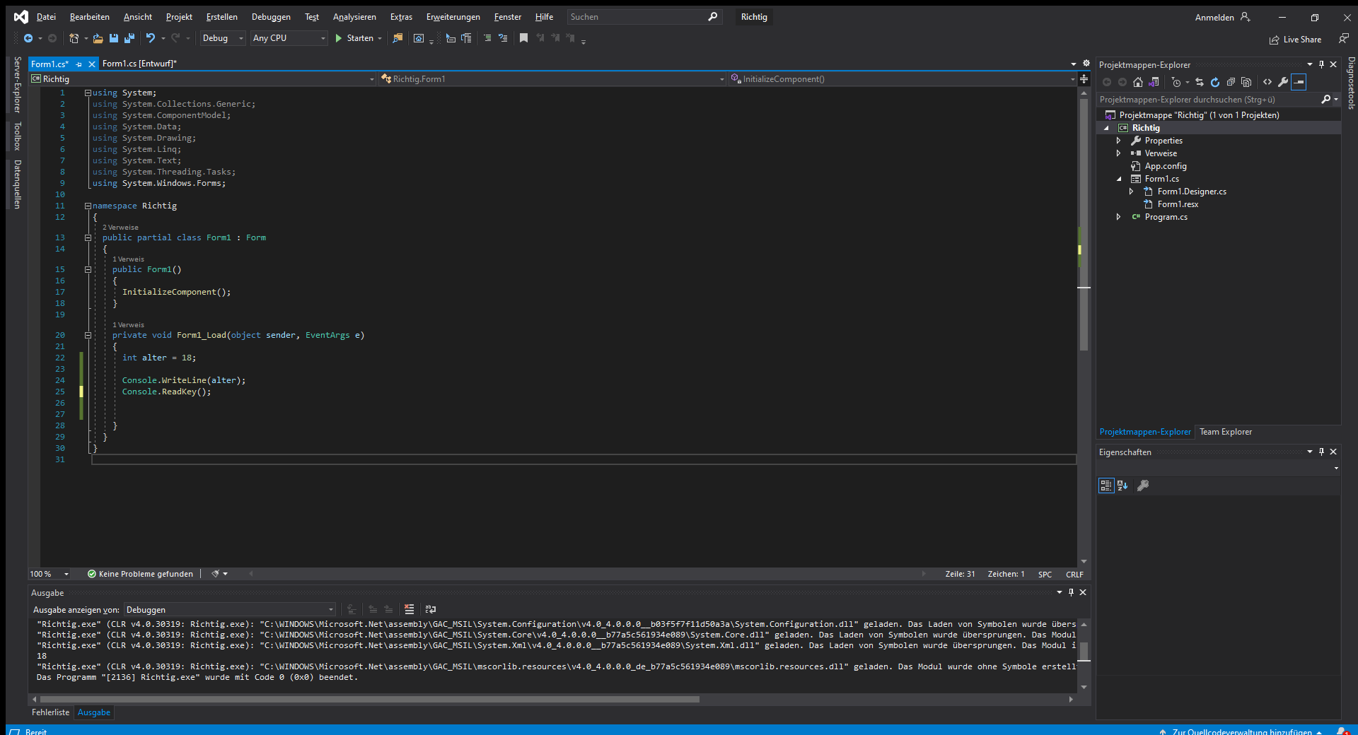 Warum funktioniert Console.ReadKey bei mir nicht. Microsoft Visual Studio? (Computer, Technik ...