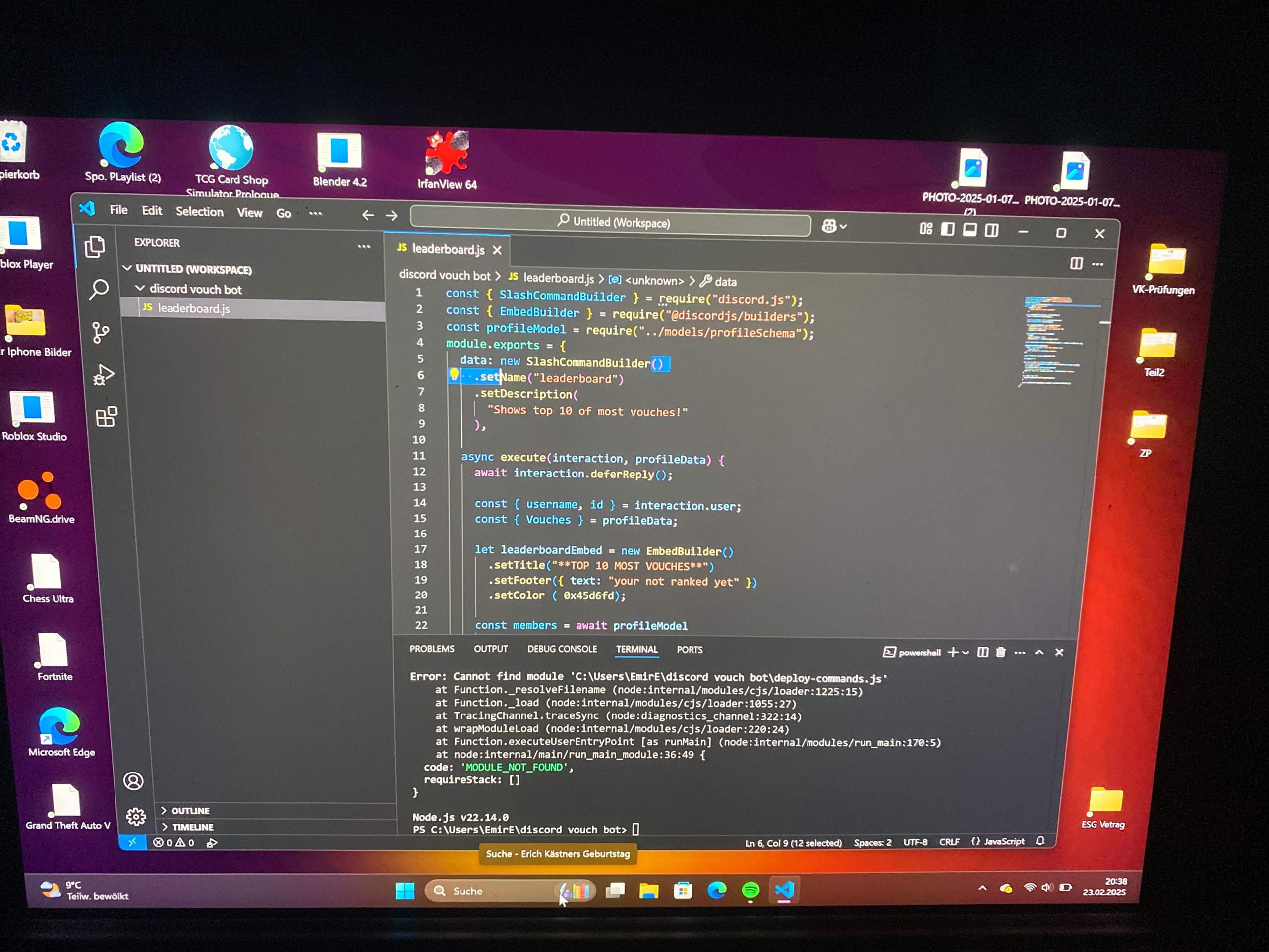 Warum funktioniert das nicht (discord bot)? (App, JavaScript, Programmiersprache)