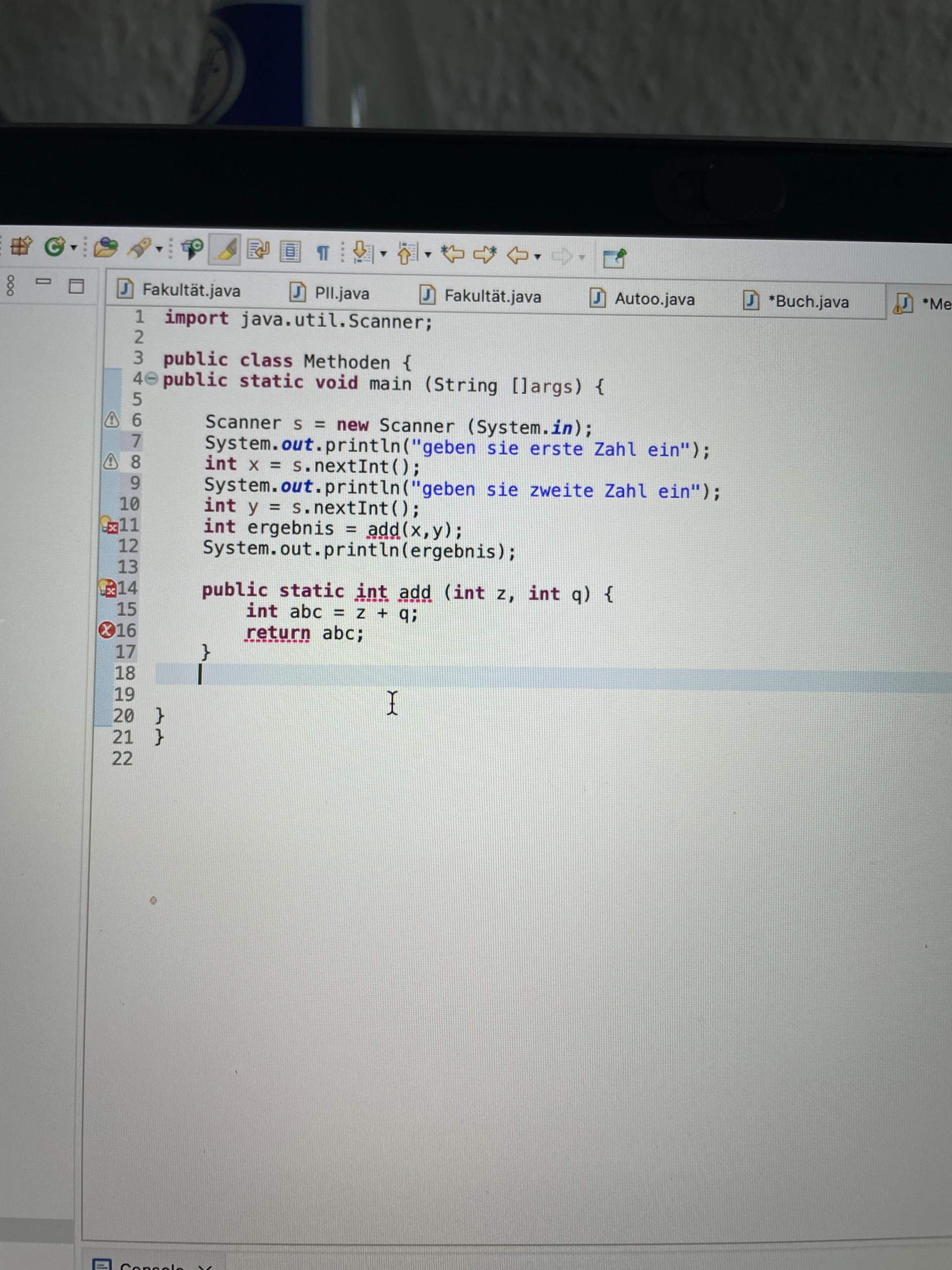 Warum funktioniert diese einfache Methode nicht? (Computer, programmieren, Java)