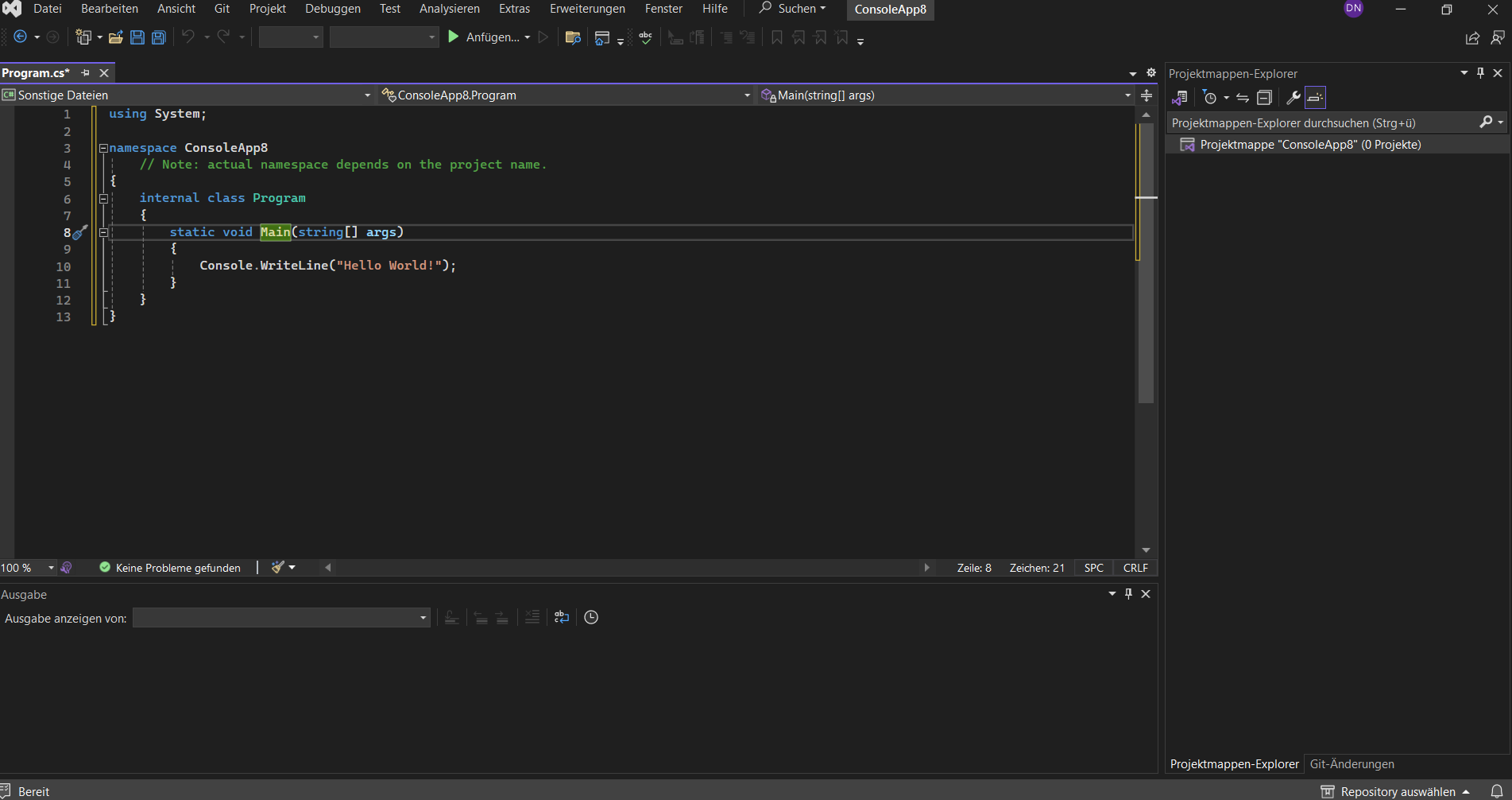Warum ist kein Projekt in der Projektmappe und warum kann ich Programm nicht starten? (C Sharp ...