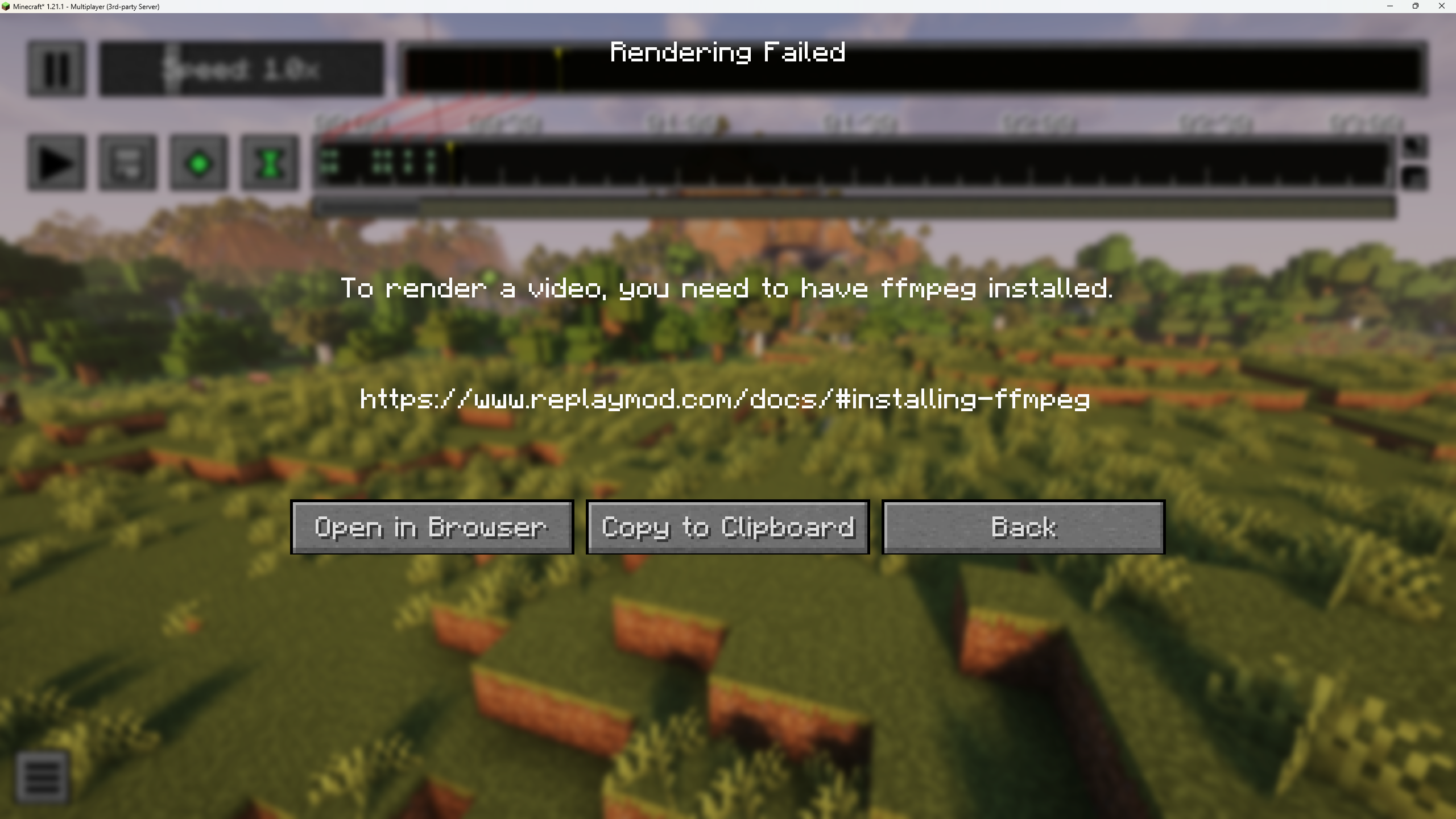 Warum kann ich meine replays nicht rendern wegen FFmpeg? (PC, Computerspiele, Minecraft)