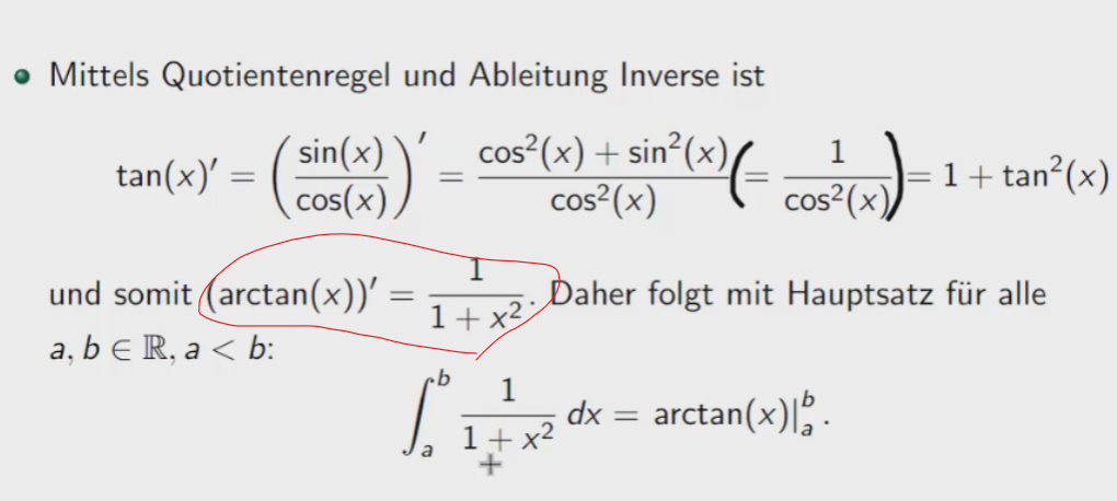 Warum sei der arctan(x) abgeleitet 1/(1+x^2)? (Mathematik)