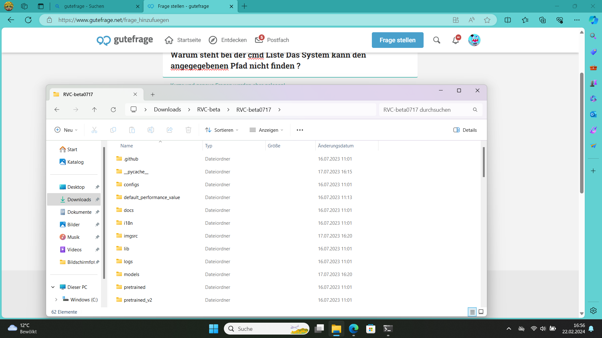 Warum steht bei der cmd Liste Das System kann den Angegegebenen Pfad nicht finden? (Technik, Python)