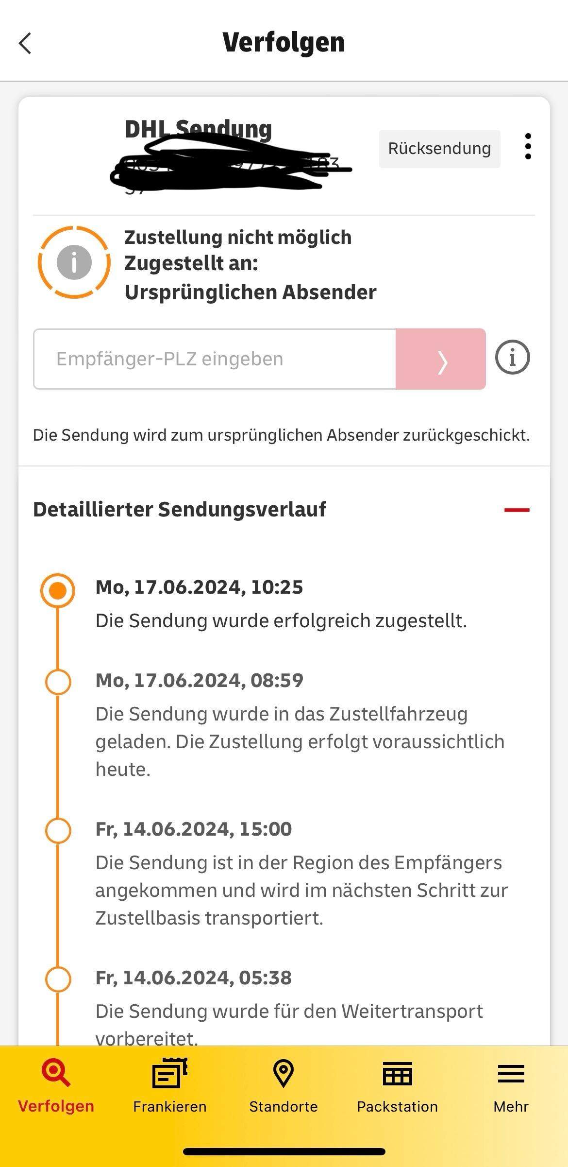 Warum wird mir neben meiner DHL Sendungsverfolgung auch noch eine ...
