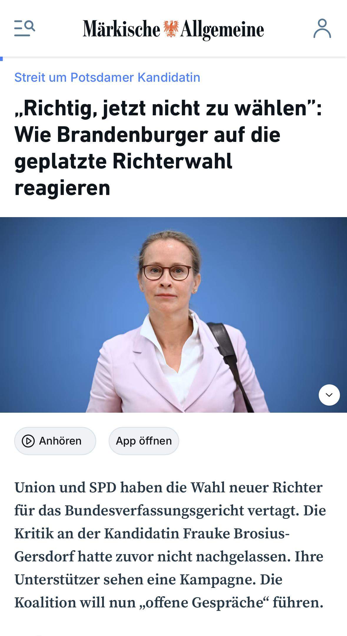 Warum wurde die Staatsrechtlerin Frauke Brosius-Gersdorf (Lehrstuhlinhaberin an der Uni Potsdam ...