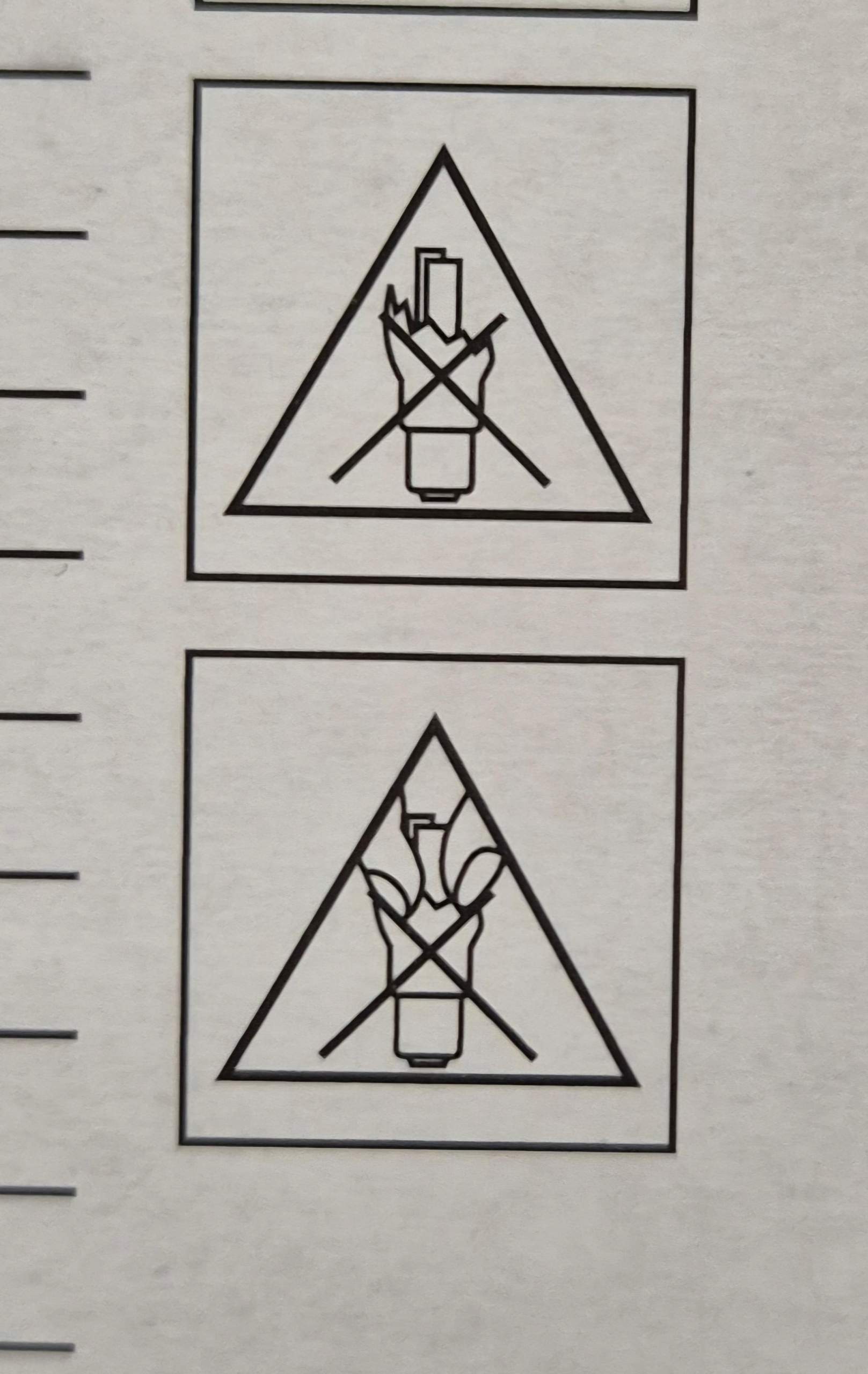 Was bedeuten diese beiden Piktogramme? (Strom, Piktogramm)