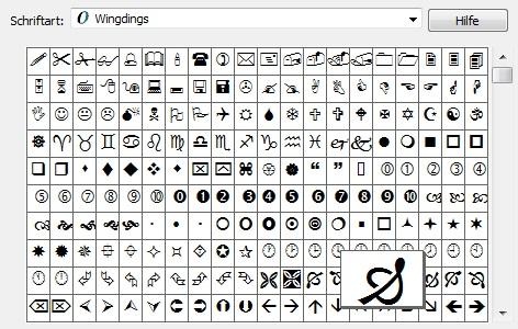 Was bedeuten diese Wingdings Symbole? (Computer, Schriftart, Symbol)