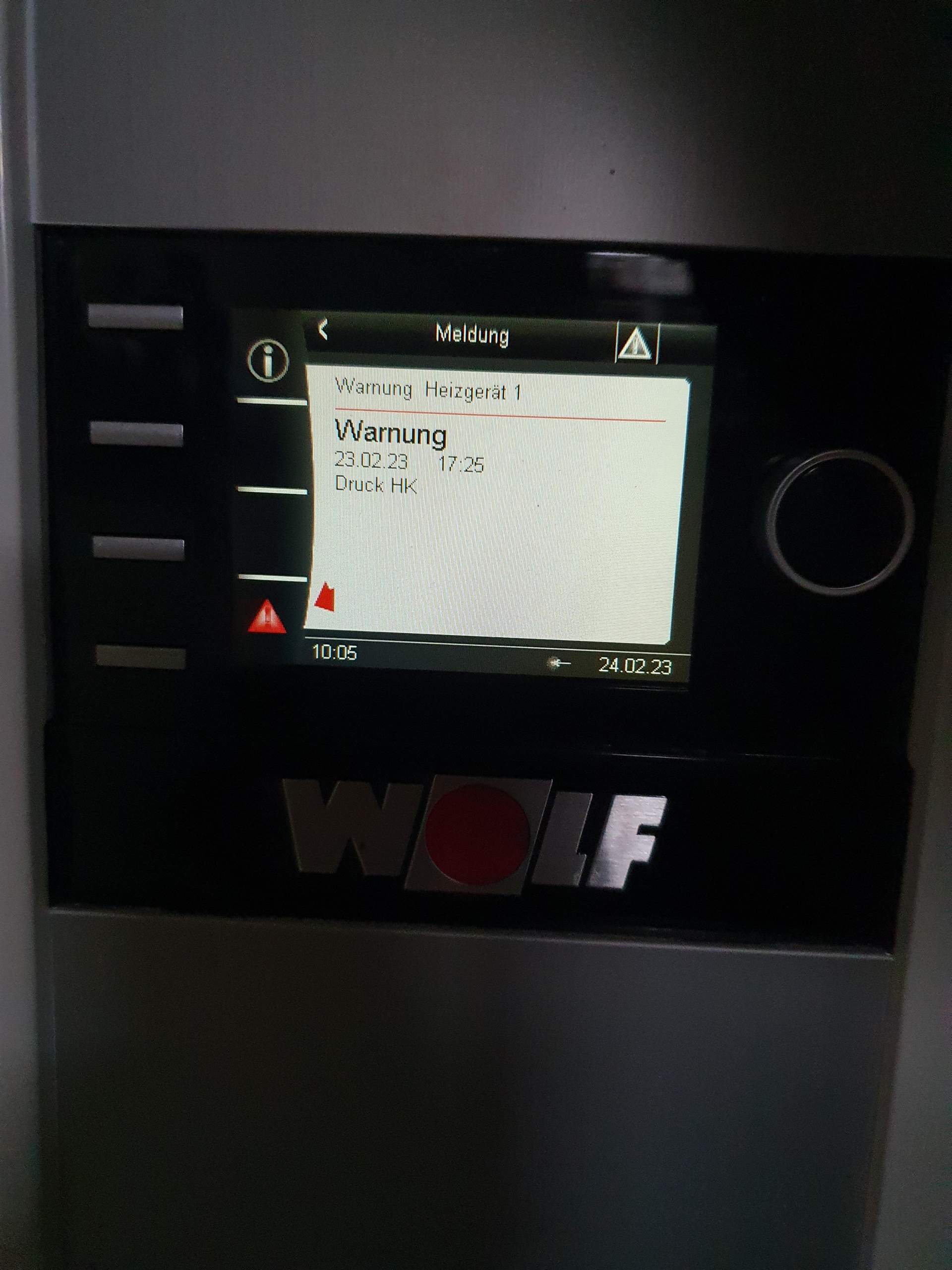 Was bedeutet diese Fehlermeldung auf der Wolf Heizungsanlage? (Heizung)