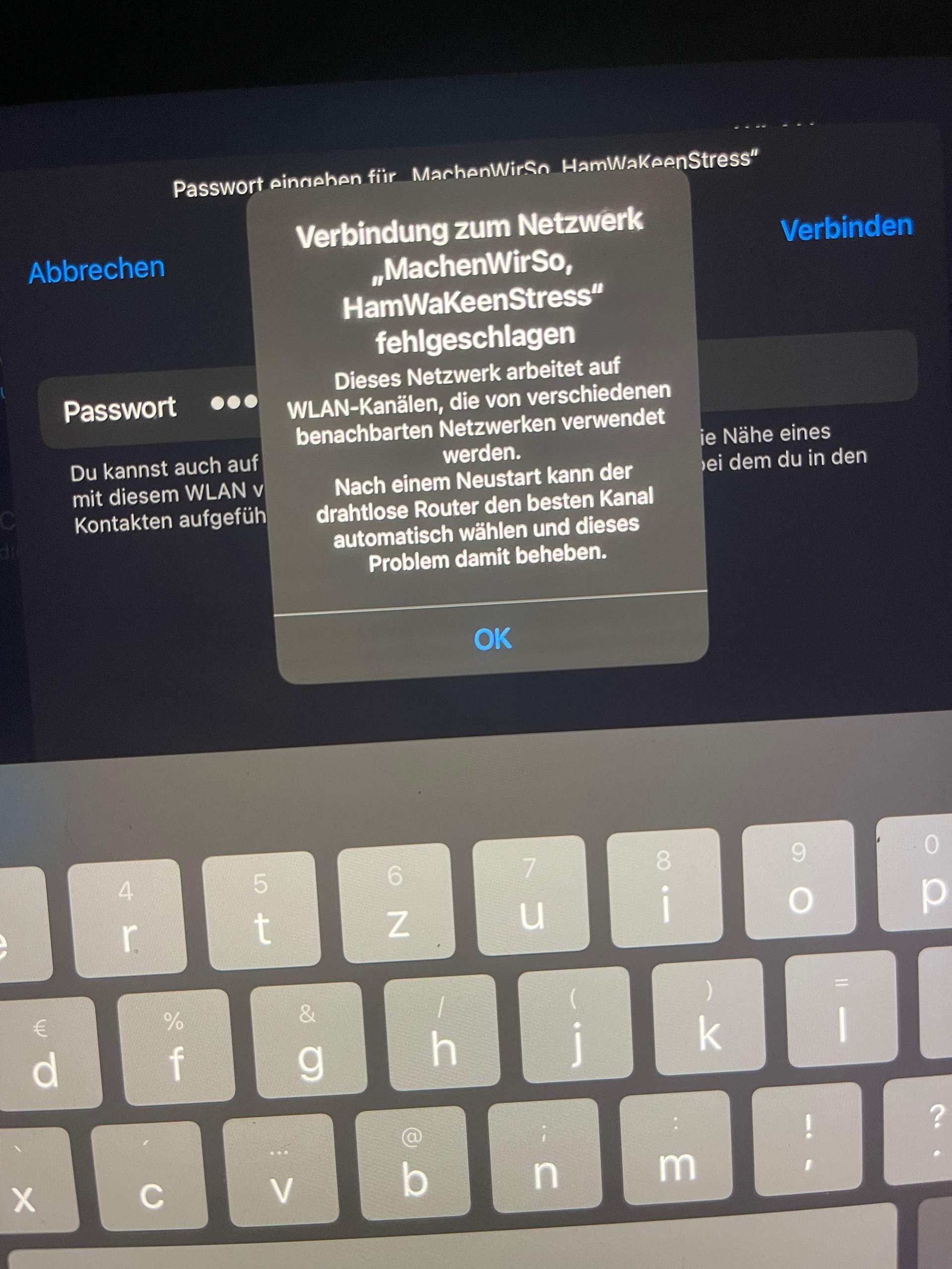 Was bedeutet diese Fehlermeldung vom wlan? (iOS) Was bedeutet diese Fehlermeldung vom wlan? (iOS)