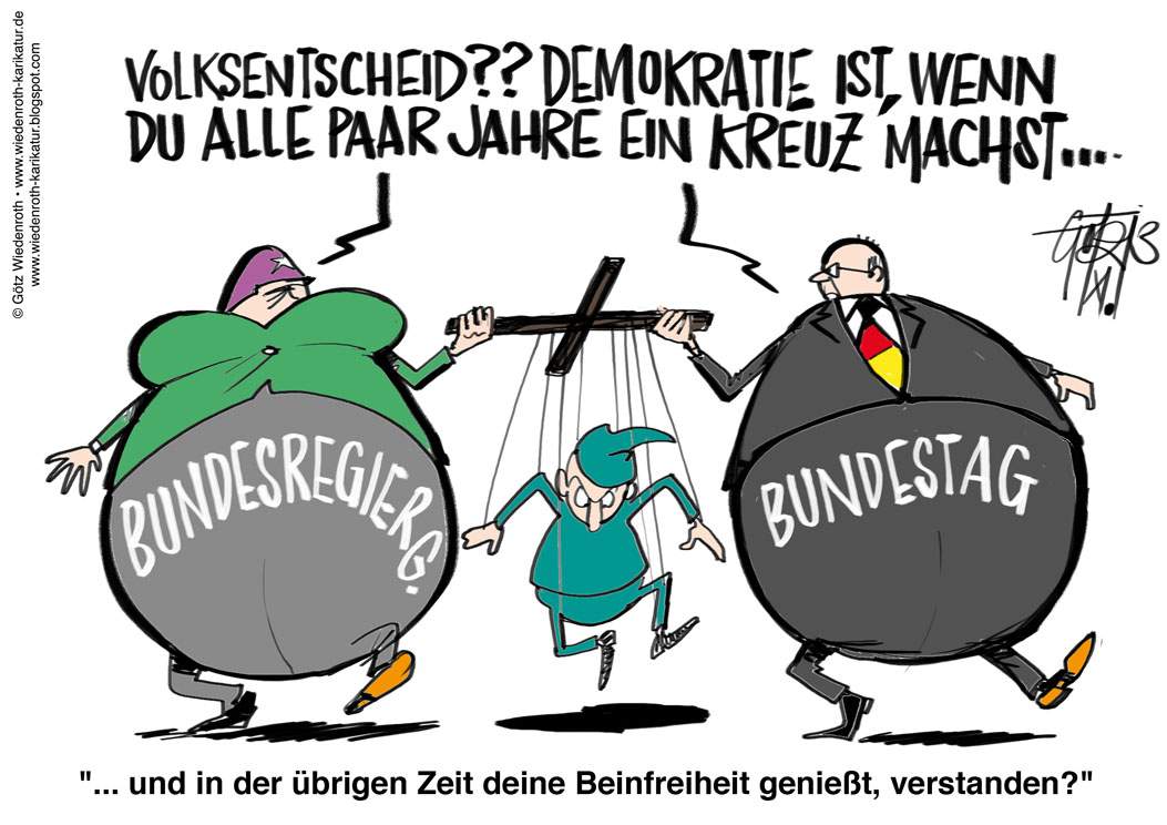 Was bedeutet diese Karikatur im Bezug auf die Demokratie? (Politik) Was bedeutet diese Karikatur im Bezug auf die Demokratie? (Politik)