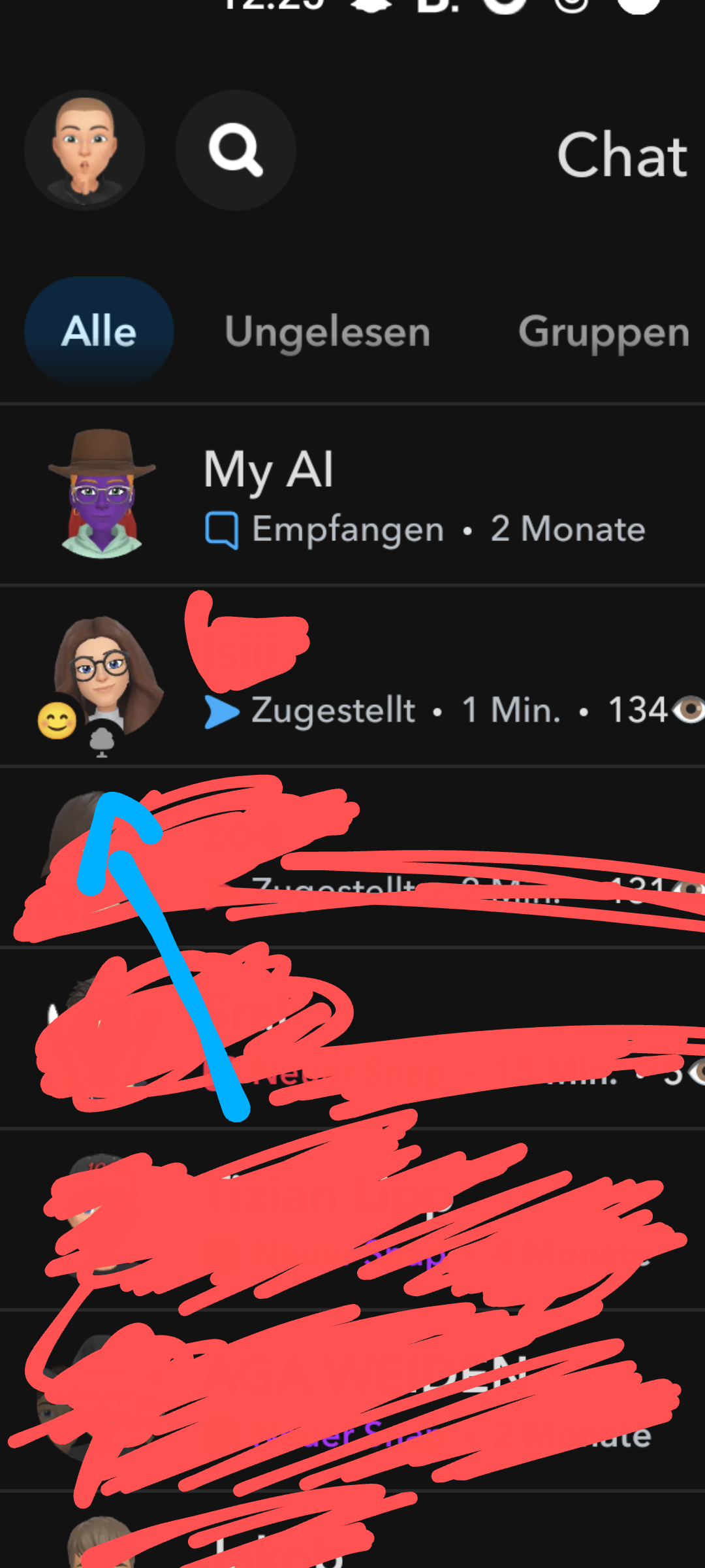 Was bedeutet dieses kleine Zeichen unter einem meiner Snapchat Kontakte ...