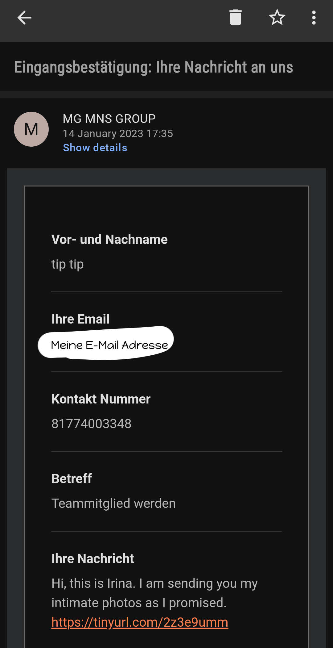 Was hat diese E-Mail zu bedeuten? (E-Mail-Account)