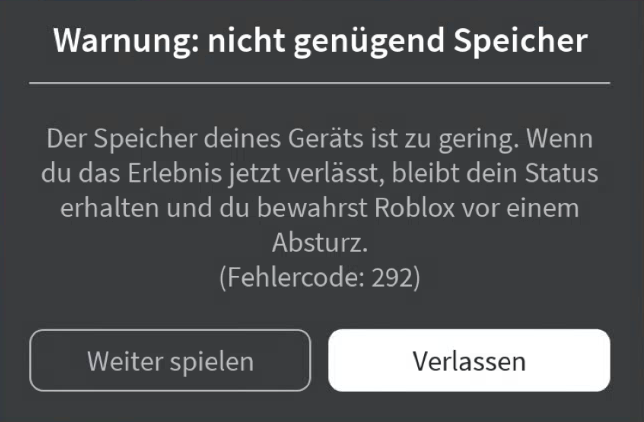Was ist das? (Fehlermeldung, Roblox)