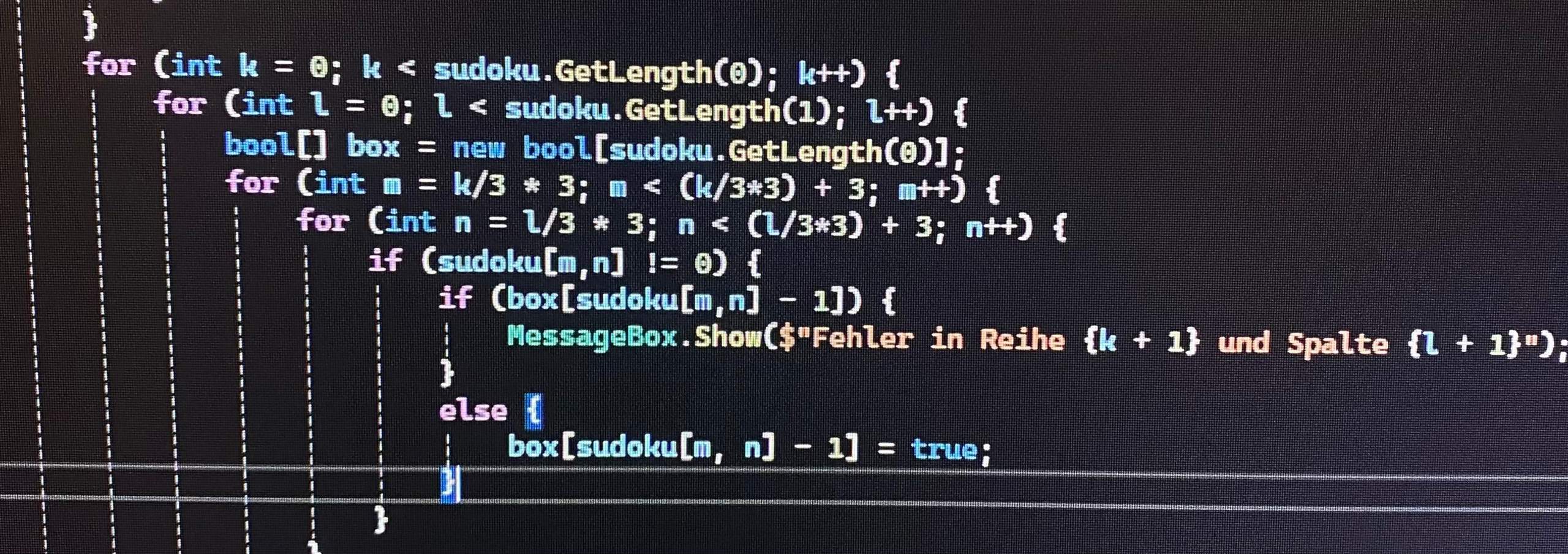 Was ist der Fehler bei meinem Programm? (programmieren, Programmiersprache, Sudoku)