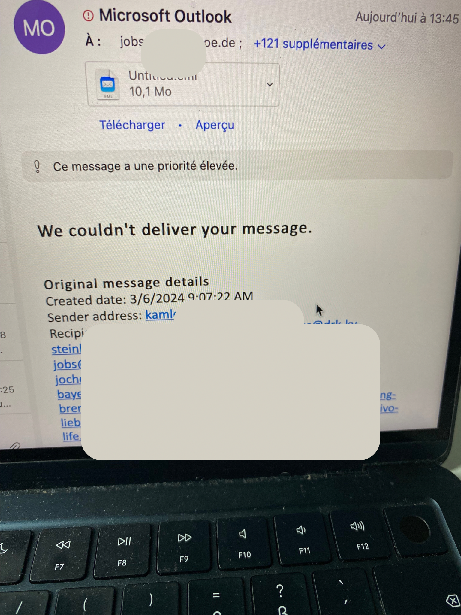 Was ist der Grund diese automatische Antwort ,,we couldn‘t deliver your Message“ auf Microsoft ...