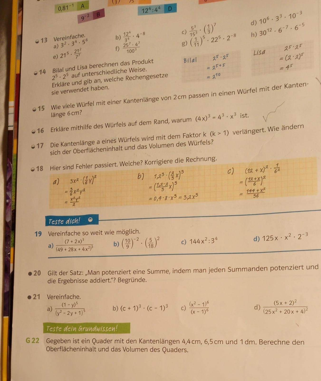 Was ist der Rechenweg, bzw die Lösungen dieser Aufgaben (insbesondere ...