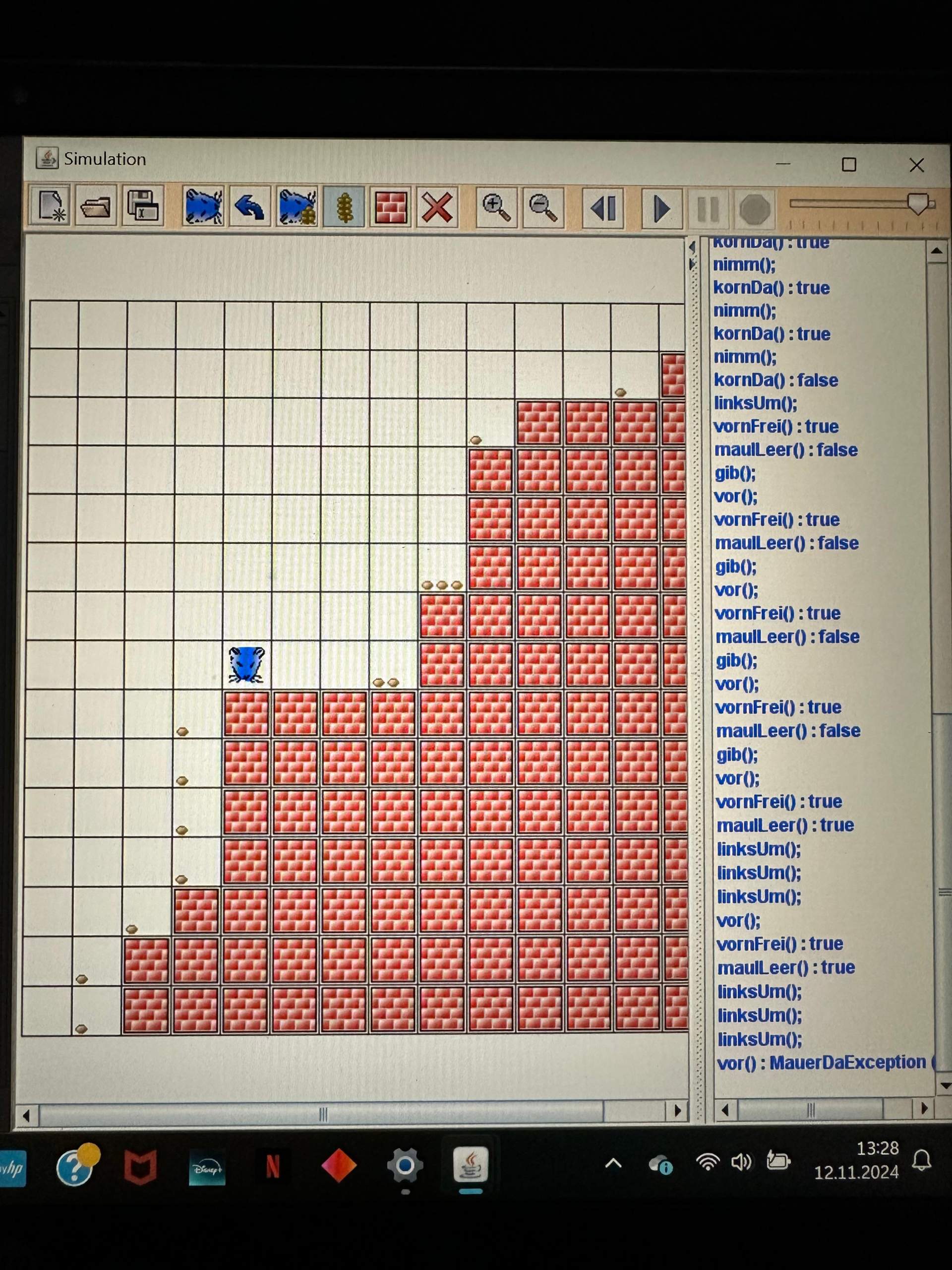 Was ist mein Fehler in Java Hamstersimulation? (Code, Programmiersprache)