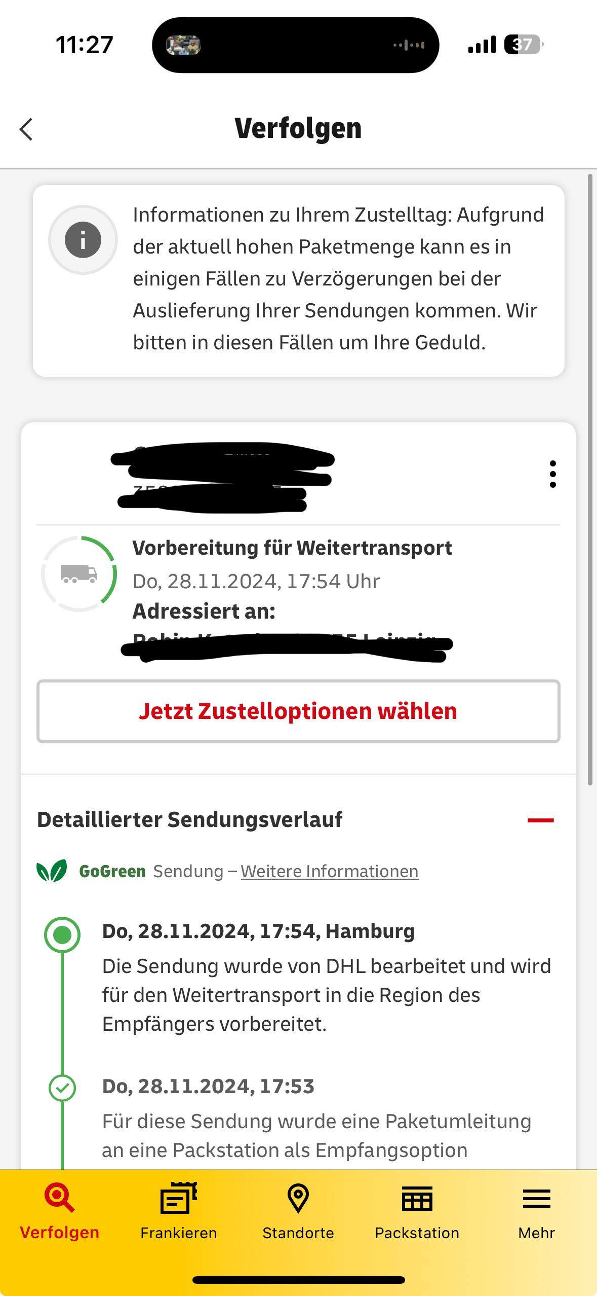 Was ist mit dem Paket los? (Versand, DHL)