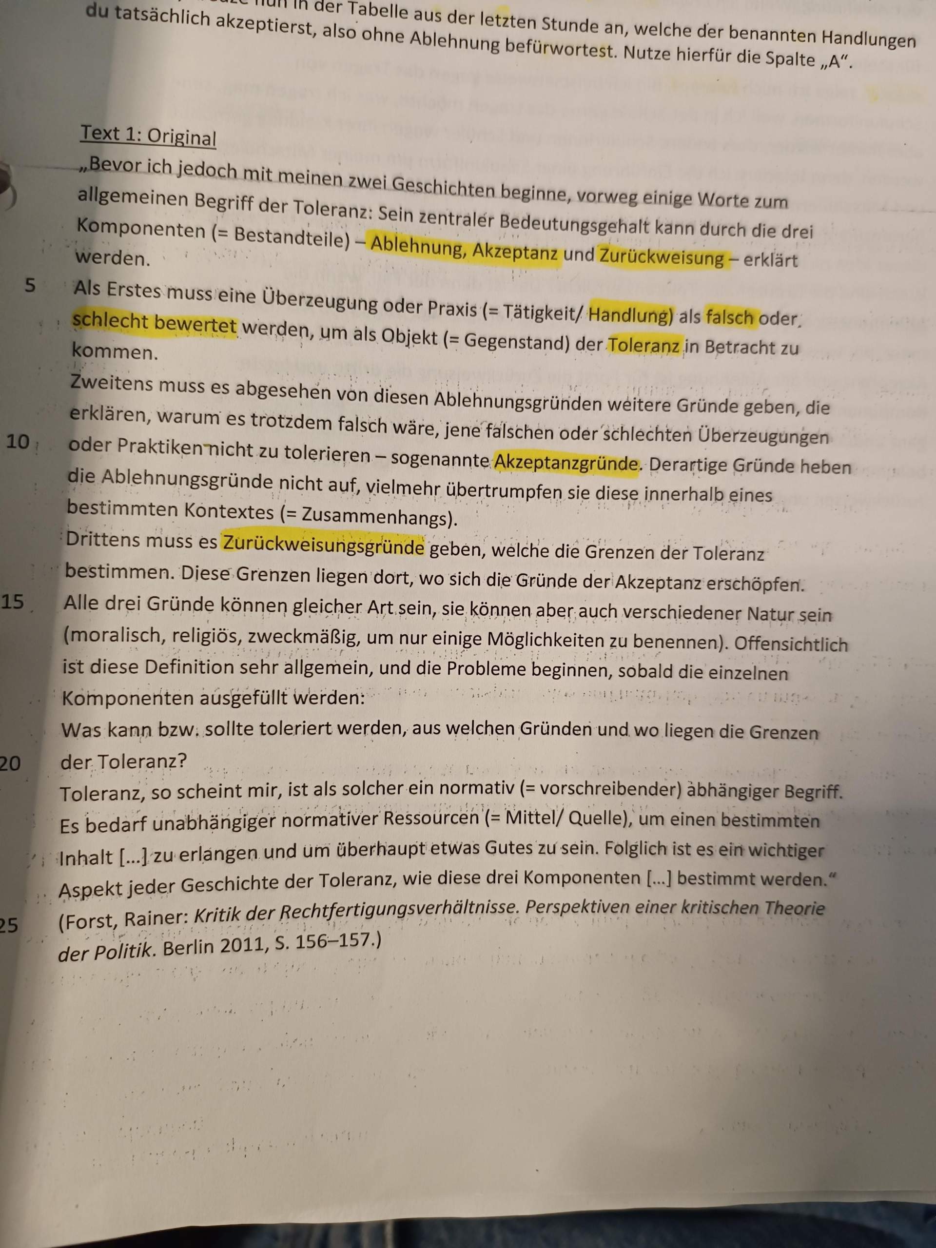 Was ist Toleranz nach Reiner Forst? (Philosophie, Ethik, tolerieren)