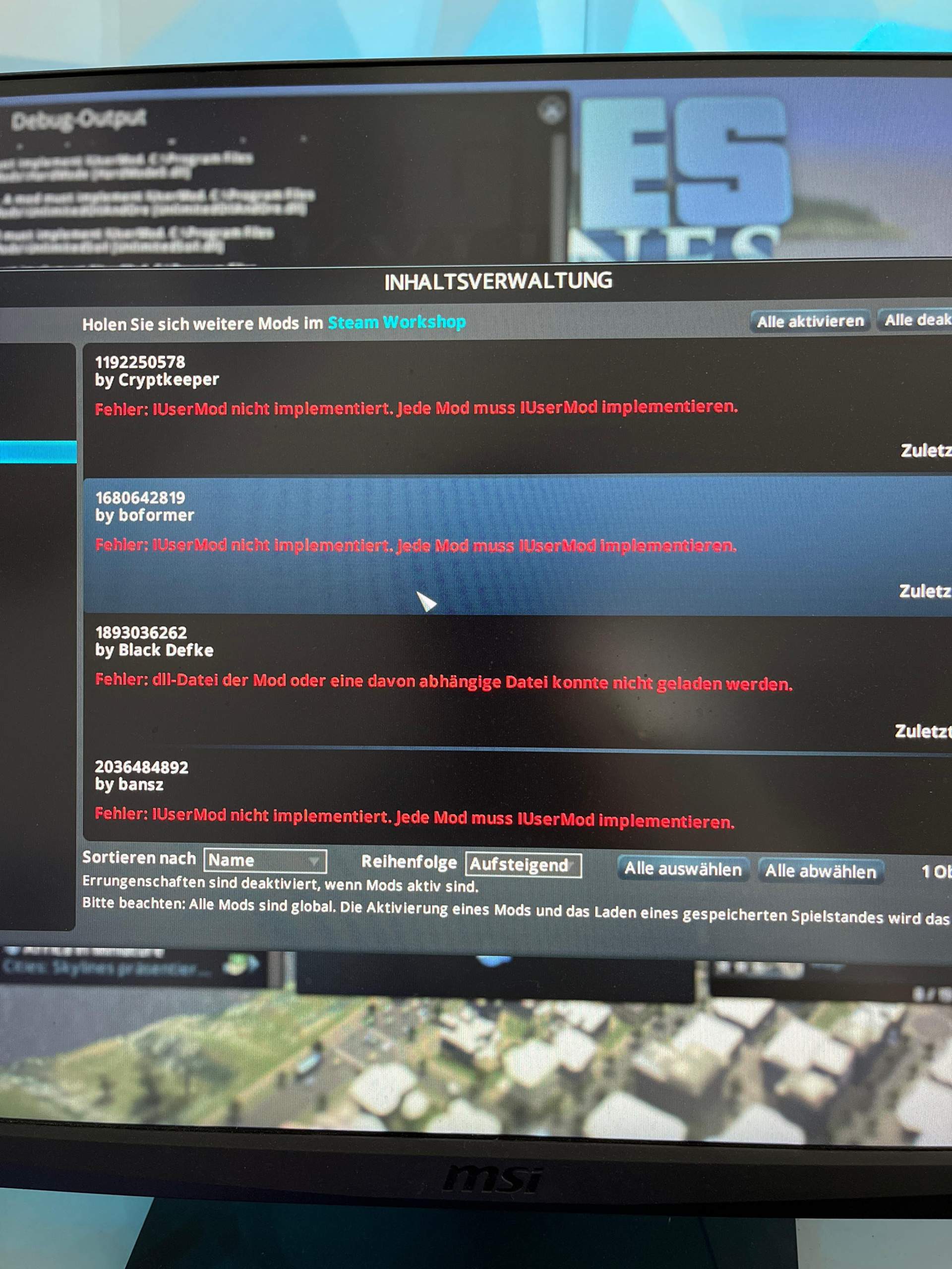 Was kann ich in City Skylines gegen den Fehlercode „ Fehler: IUserMod nicht implementiert. Jede ...