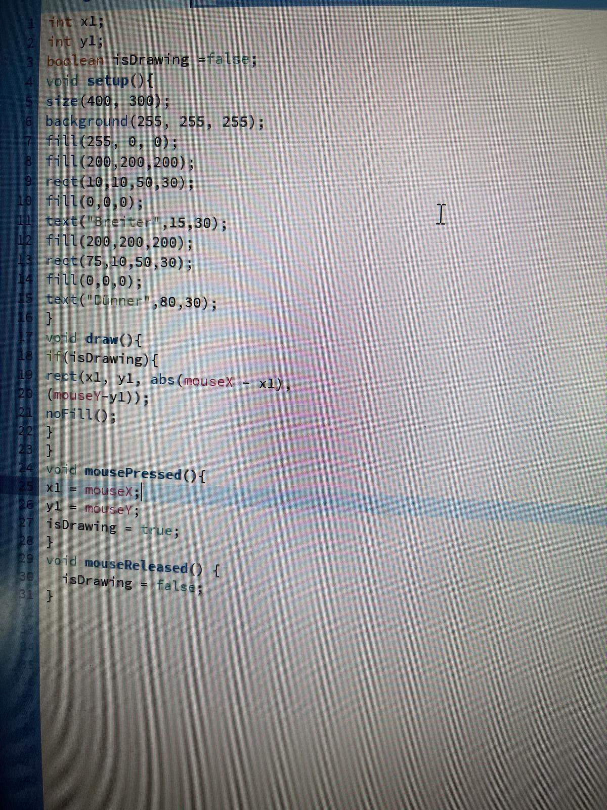 Was muss ich am Code ändern? (Programmiersprache, Processing)