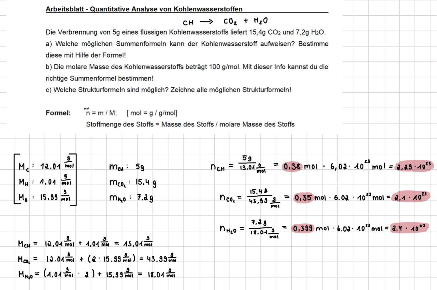 Was sagt die Stoffmenge über die Summenformel aus? (Schule, Formel)