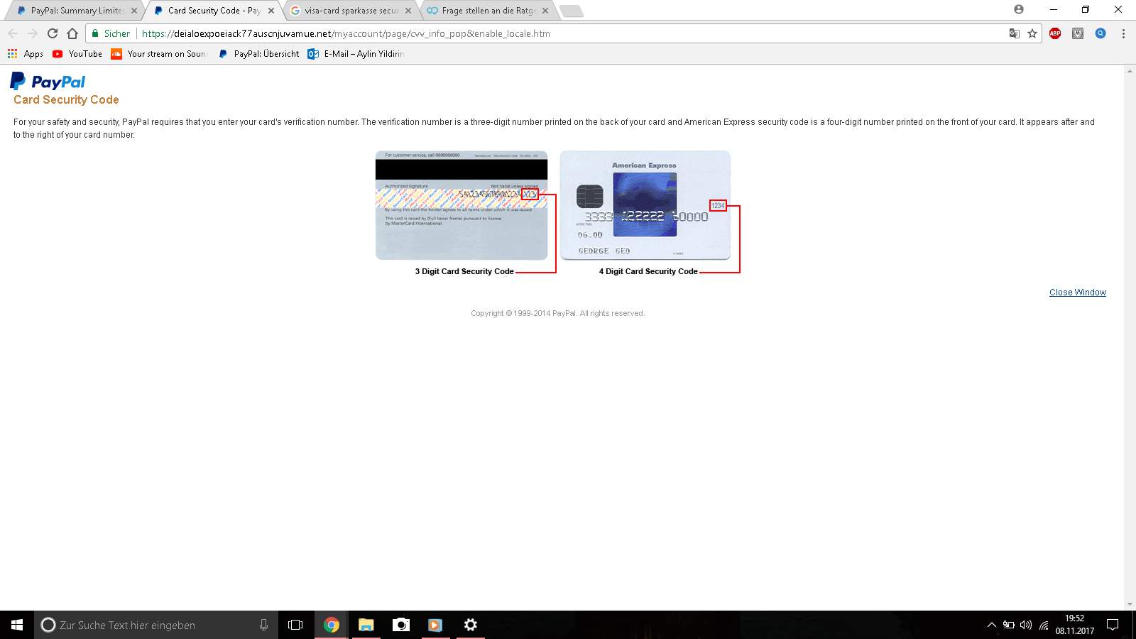 was will paypal hier von mir? wo finde ich meinen "card security code ...