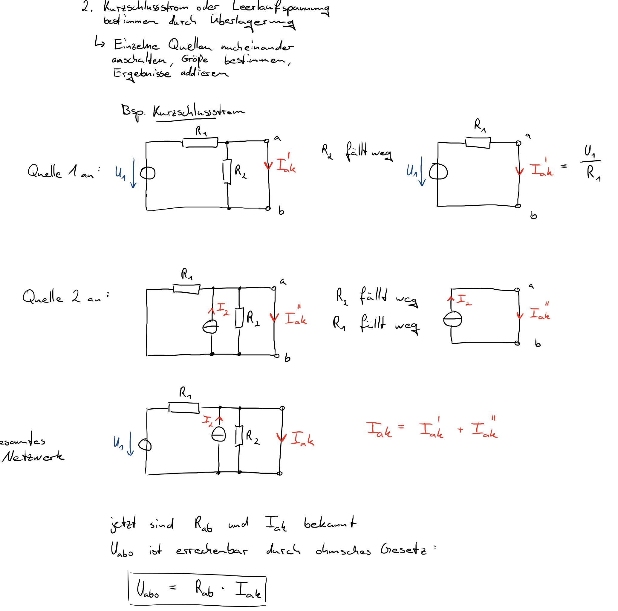Welche Widerstände fallen beim Überlagerungsverfahren weg? (Schaltung, Widerstand)