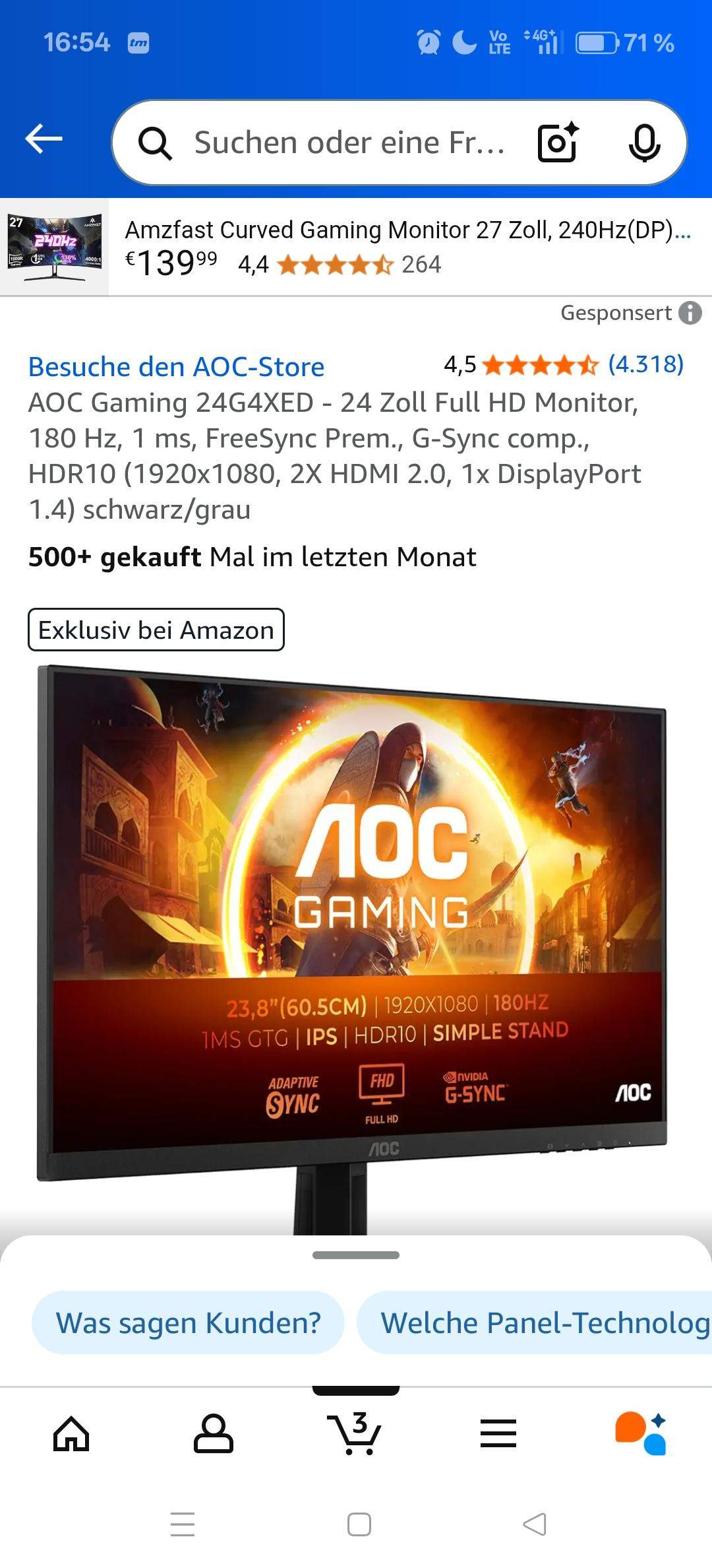 Welcher Monitor ist besser? (Gaming, Samsung, Grafikkarte)