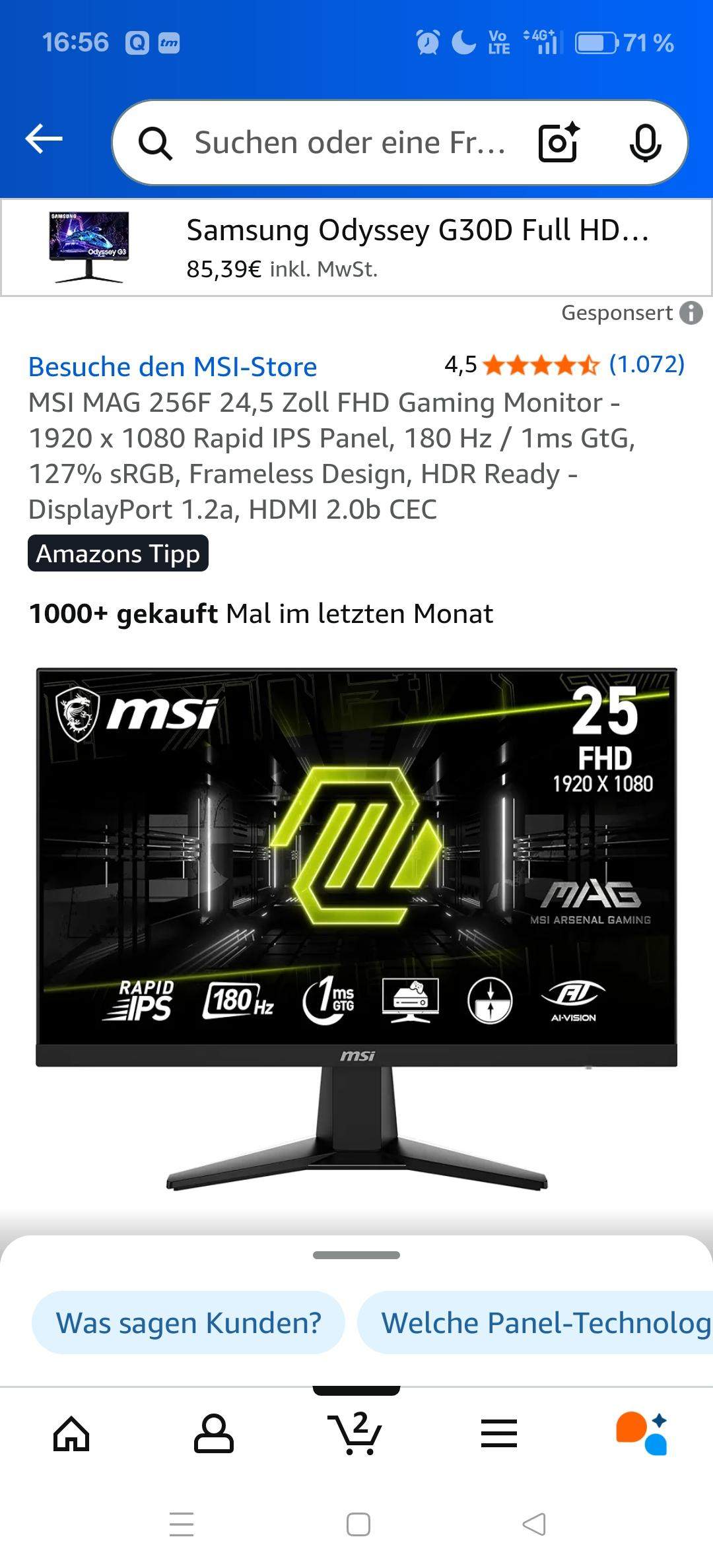 Welcher Monitor ist besser? (Gaming, Samsung, Grafikkarte)