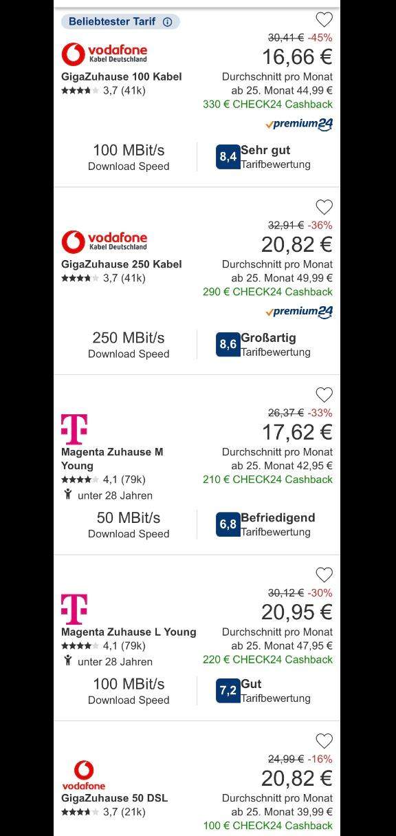 Welches dieser Internet DSL/Kabel Anschluss Angebote ist die beste ...