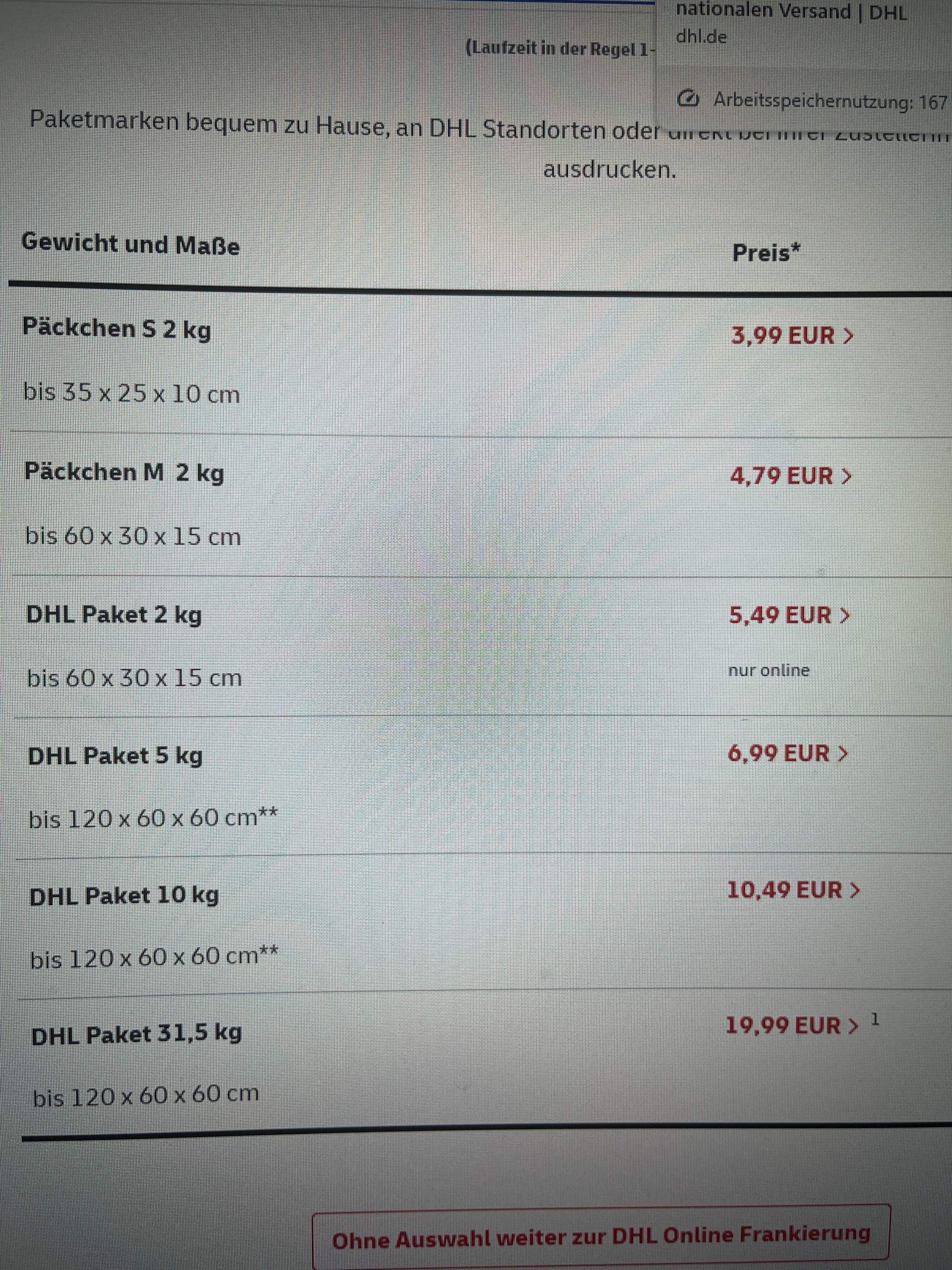 Wenn ich ein Paket mit 3 Kleidungsstücken verschicken will wie viel ...