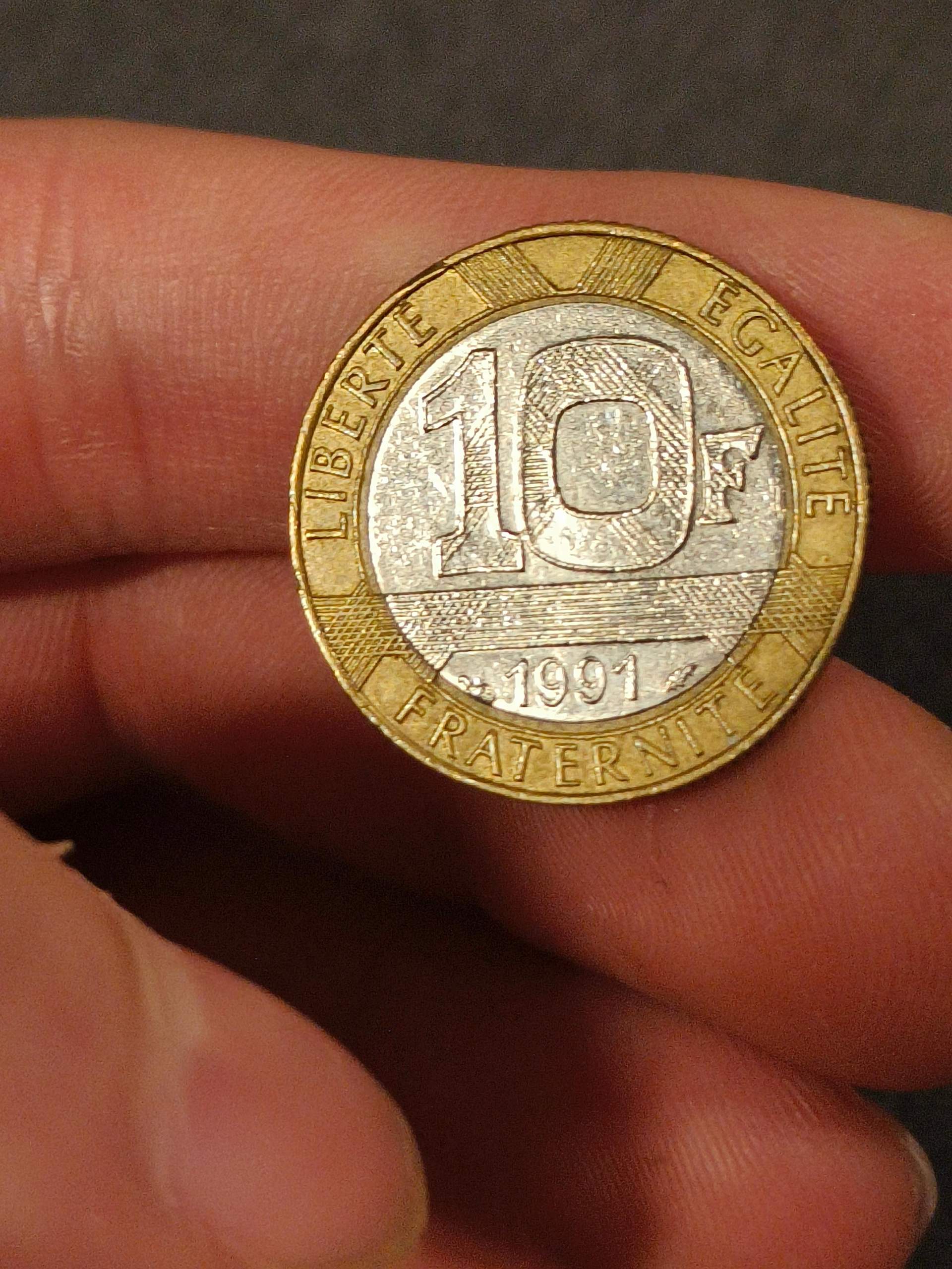 Wert: Frankreich 10 Fr. 1991 Smooth edge Proof? (Geld, Euro, Münzen)
