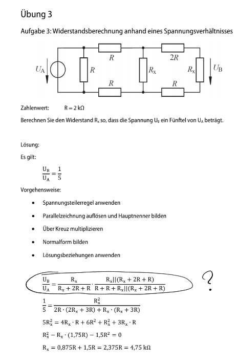 Widerstand berechnen durch Spannungsverhältnis? (Elektrik, Elektrizität ...